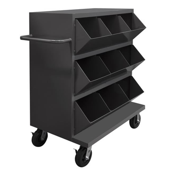 Durham 14 Gauge 9 Opening Mobile Storage Bin with 1 Top Shelf & Tubular ...