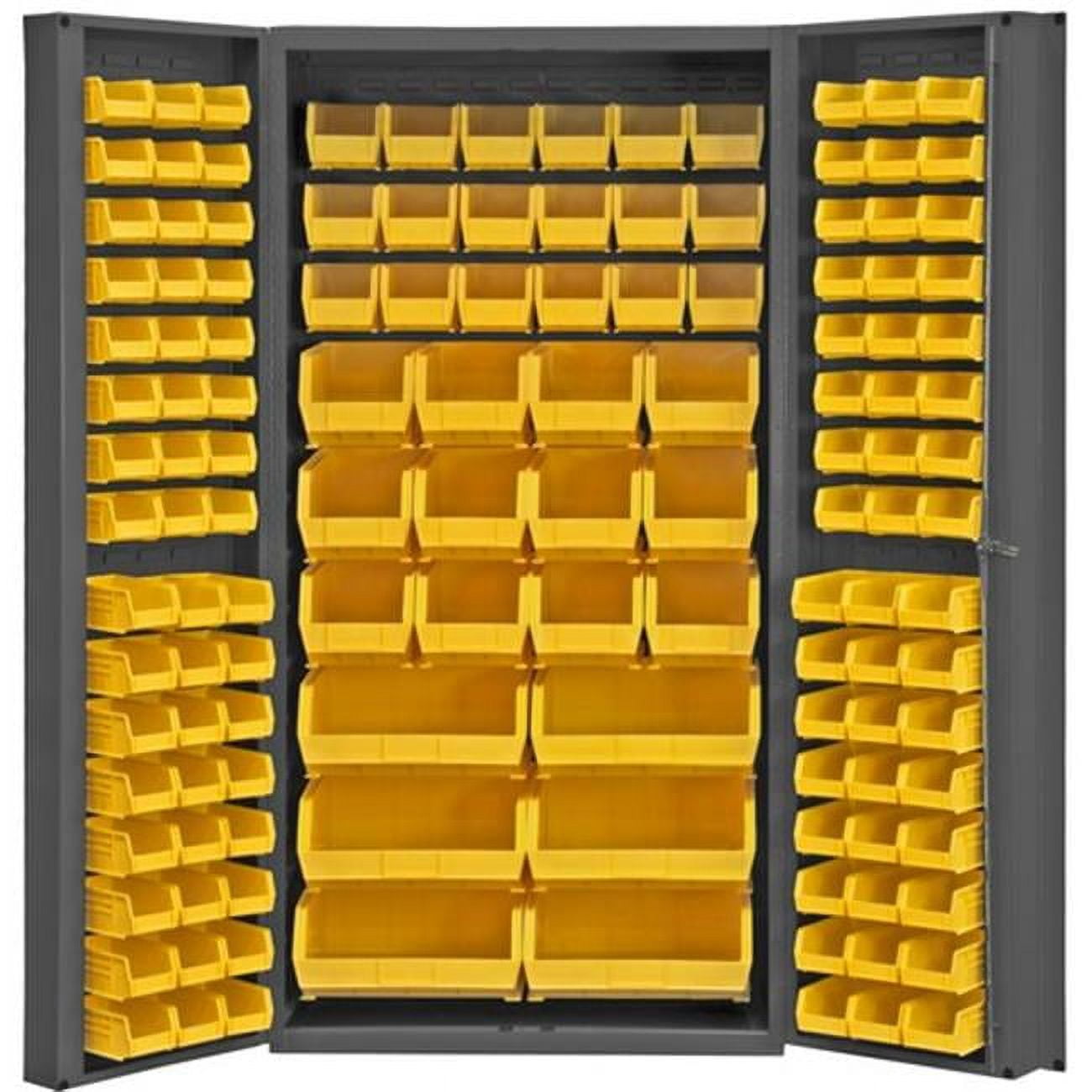 Durham 14 Gauge Deep Door Style Lockable Bin Cabinet with 132 Yellow ...