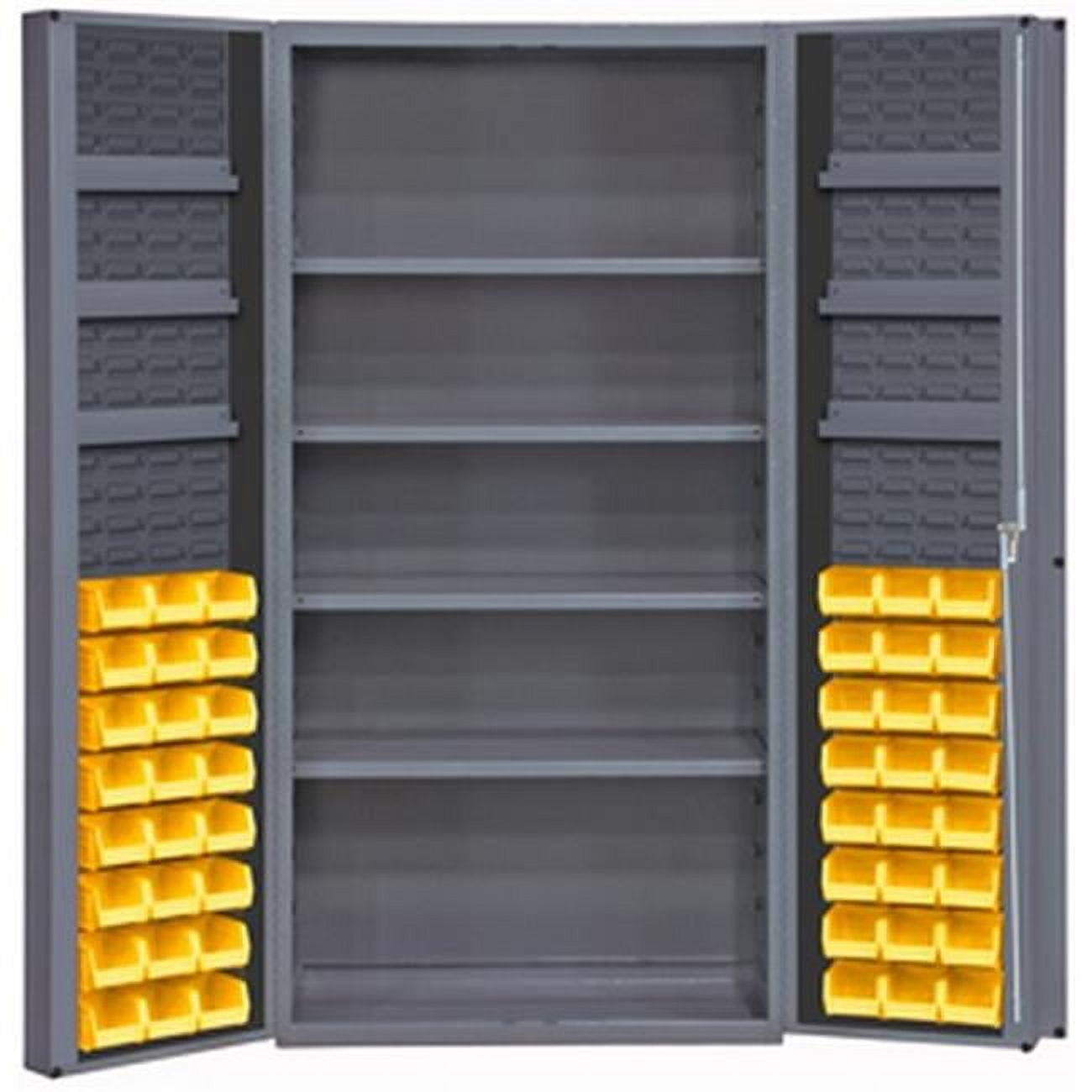 Durham 14 Gauge Lockable Cabinet with 48 Yellow Hook on Bins & 4 ...