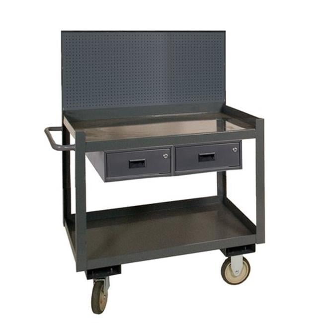 Durham 14 Gauge Steel Mobile Work Station with Pegboard & 2 Drawers & 2 ...