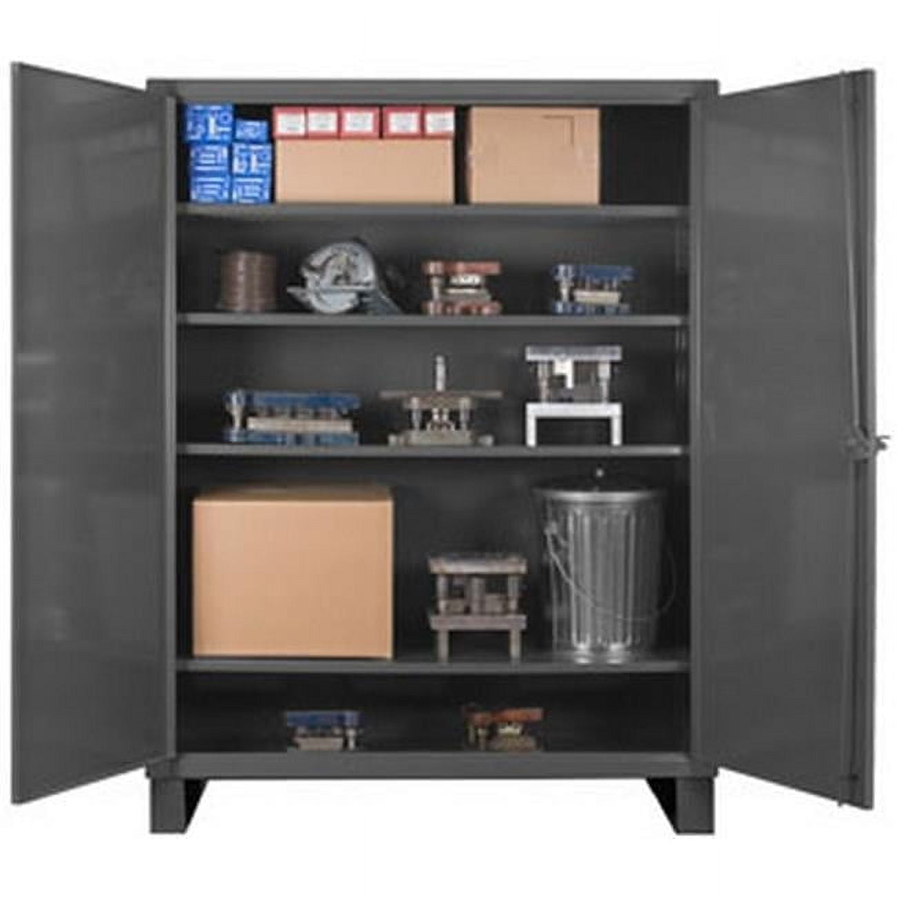 Durham 16 Gauge Recessed Door Style Lockable Mobile Cabinet with 4 ...