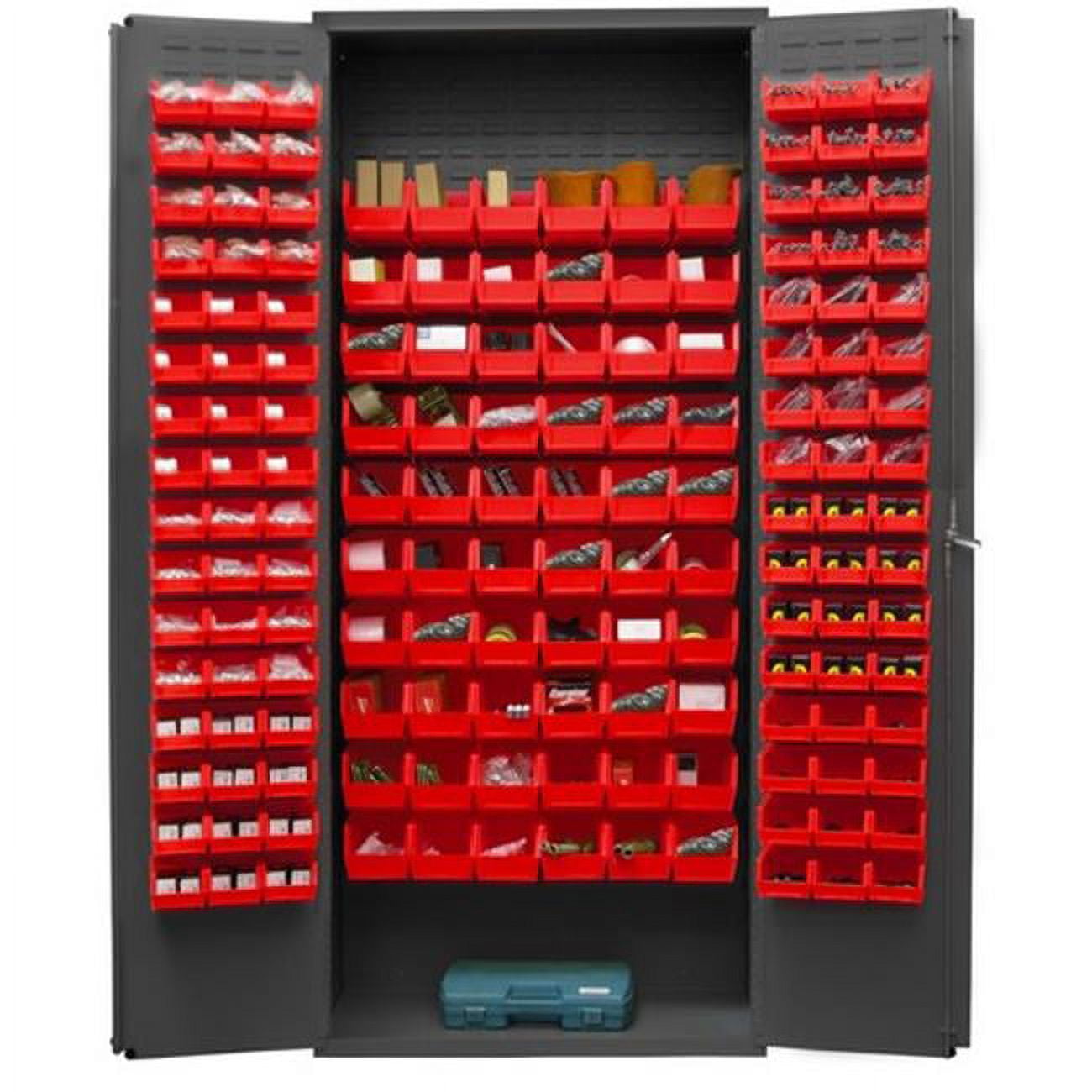 Durham 2603-156B-1795 16 Gauge Lockable Bin Cabinet with 156 Red Hook ...