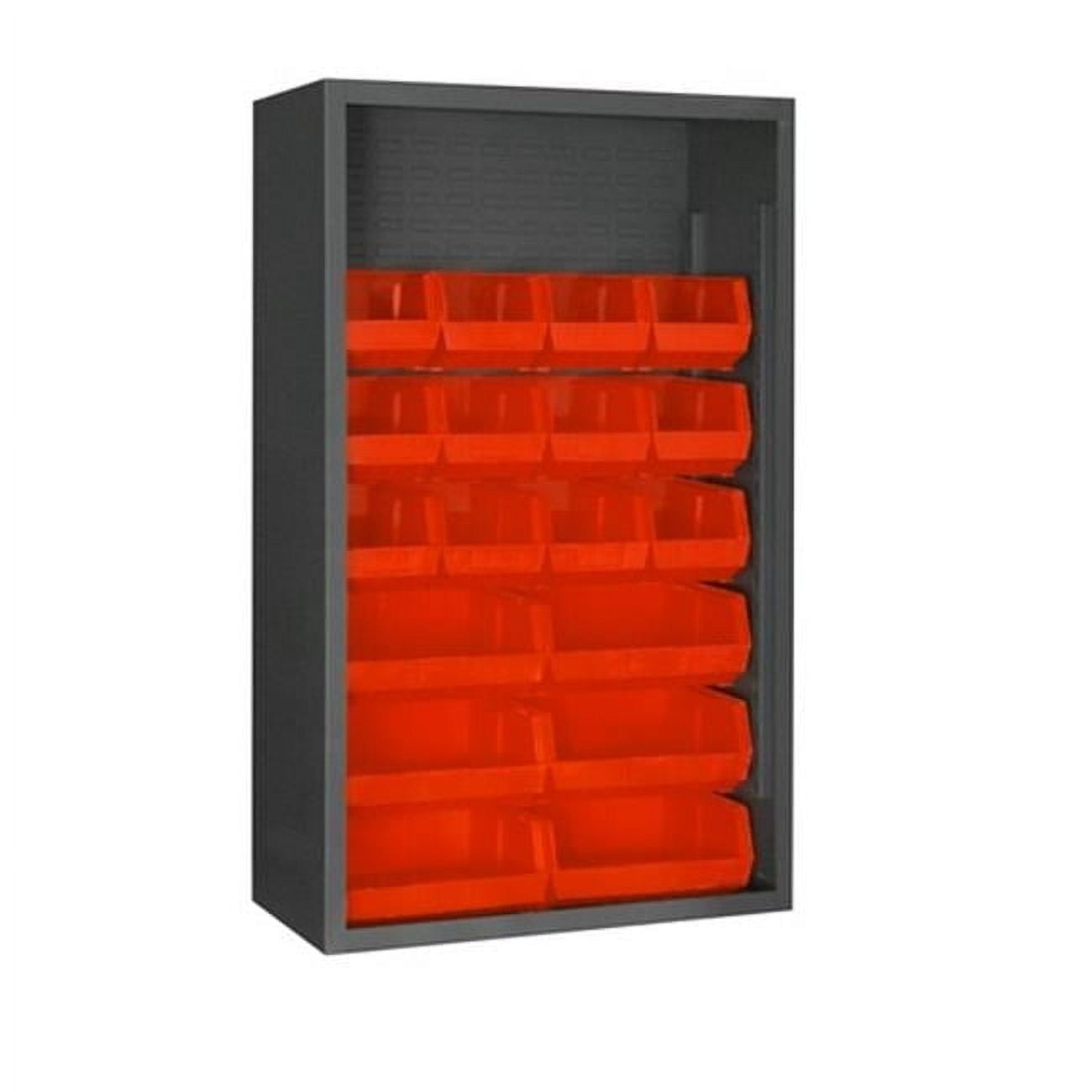 Durham 36 in. 12 Gauge Enclosed Shelving with 18 Red Hook on Bins ...