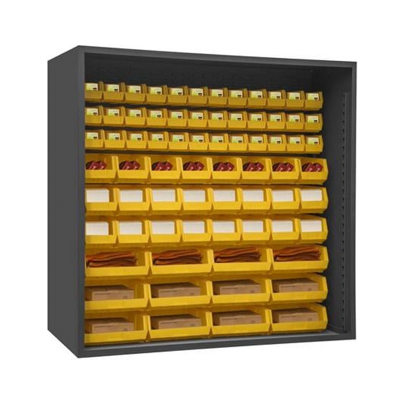 Durham 72 in. 12 Gauge Enclosed Shelving with 72 Yellow Hook on Bins ...