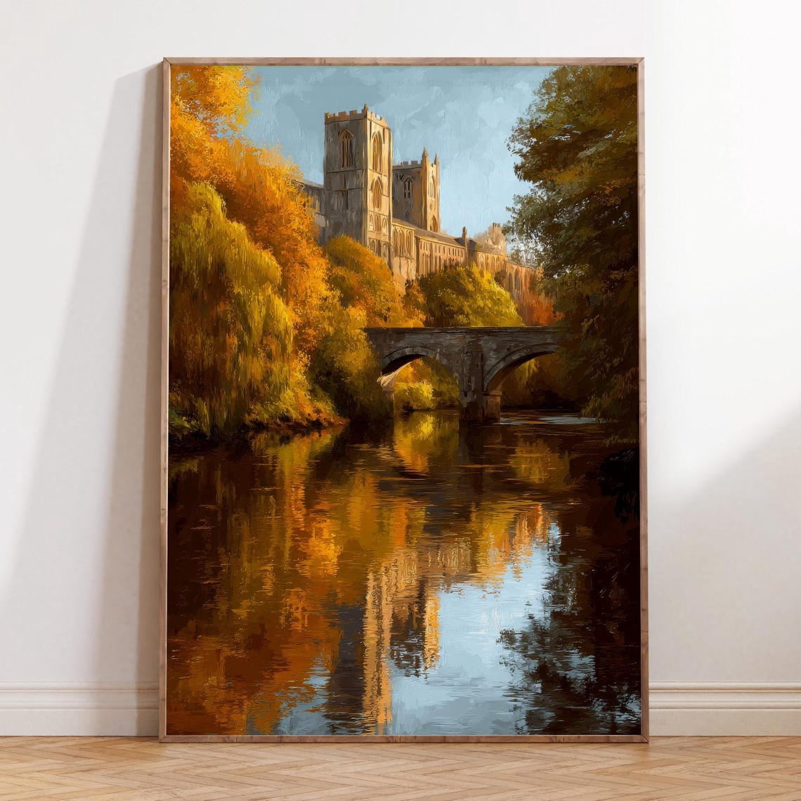 Durham England Autumn River Scene Travel Scenery Wall Art, Unframed ...