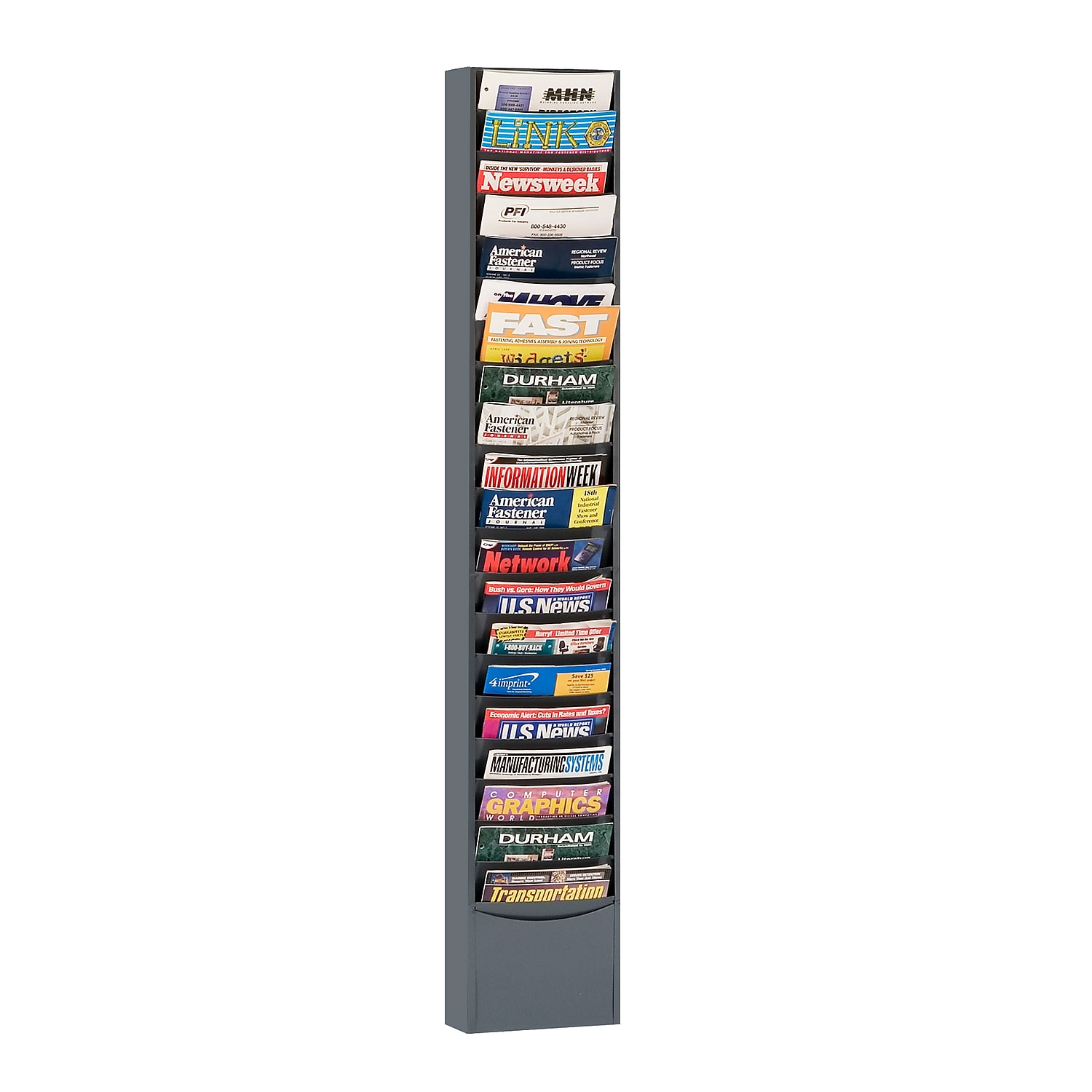 Durham Wide-Pocket Vertical Literature Racks 20 Pocket Gray 411-95 ...