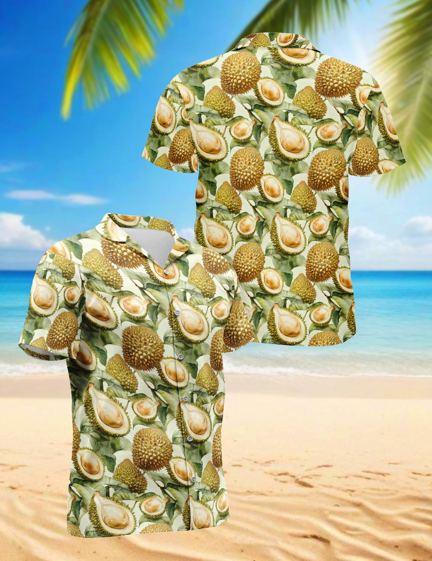 Durian Pattern Hawaiian Shirt for Men, Vintage Style, Button Down ...