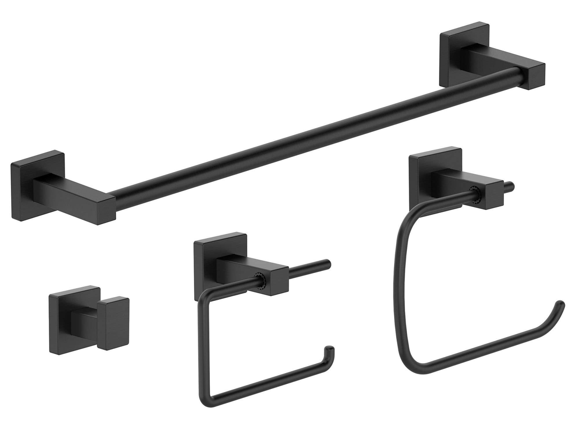 Duro 4-Piece Wall-Mounted Bathroom Hardware Set in Matte Black ...