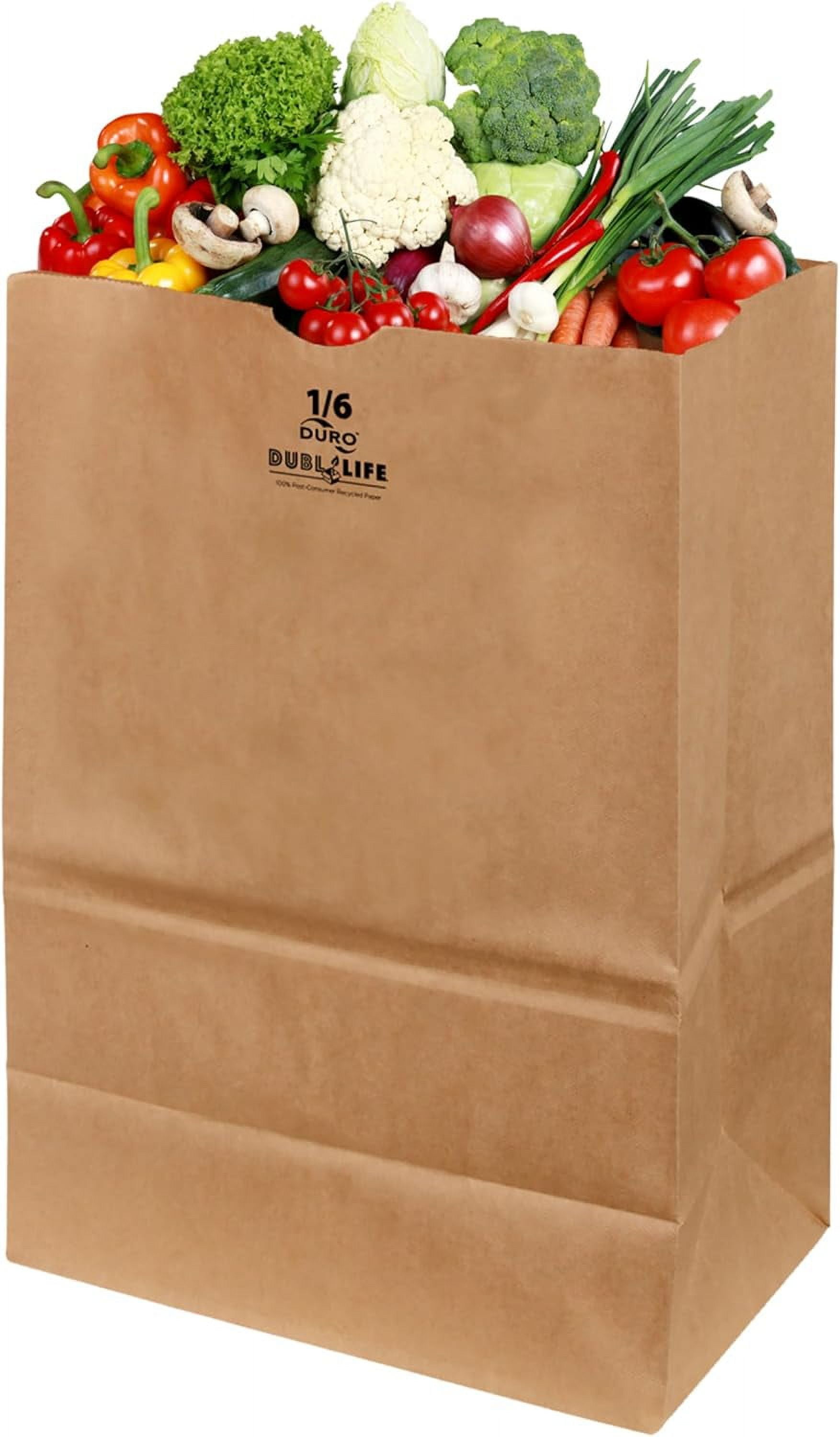 Duro 57# Heavy Duty Large Kraft Brown Grocery Paper Bags, 12 x 7 x 17 ...