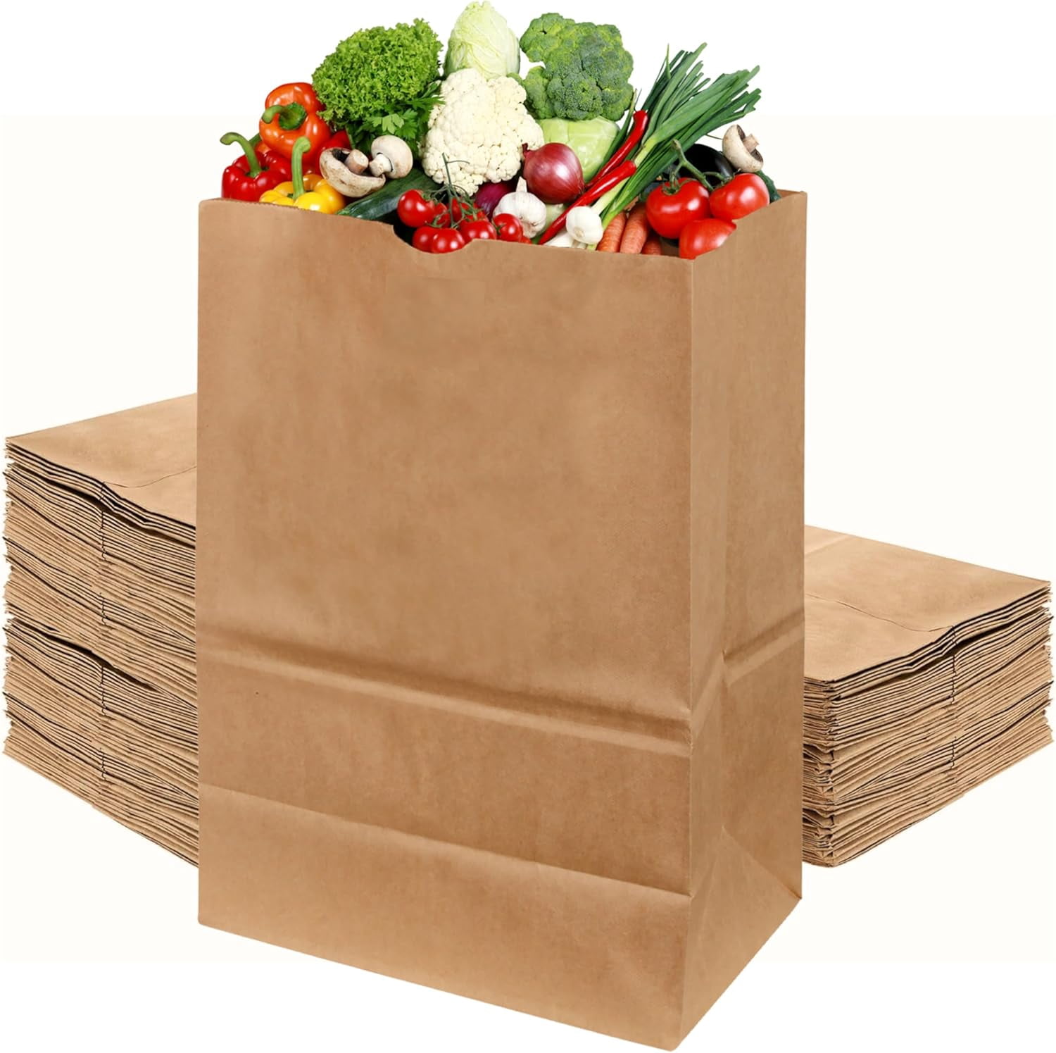 Duro 57# Heavy Duty Large Kraft Brown Grocery Paper Bags, 12 x 7 x 17 ...