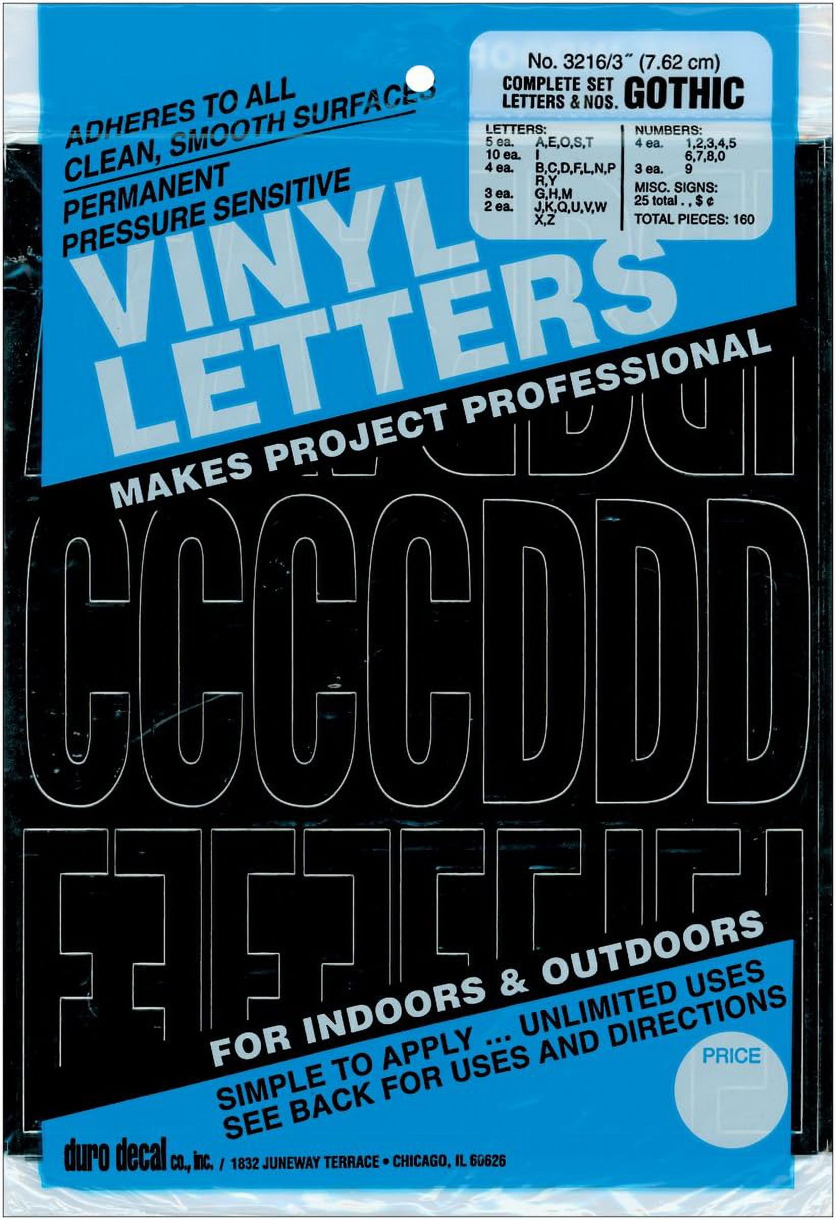 Duro Permanent Adhesive Vinyl Letters and Numbers, 3" - Walmart.com