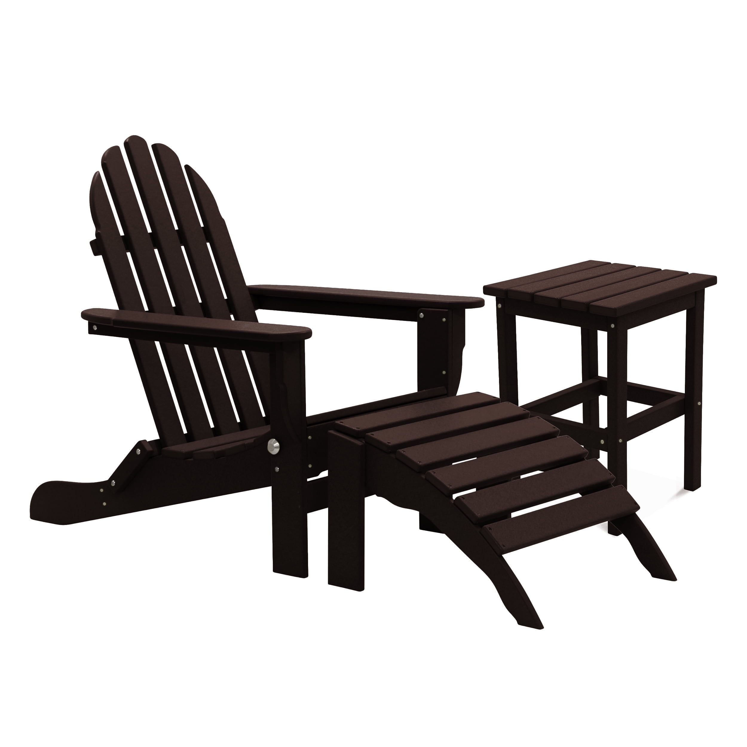 DuroGreen Folding Adirondack Chair With Ottoman and Side Table, Made ...