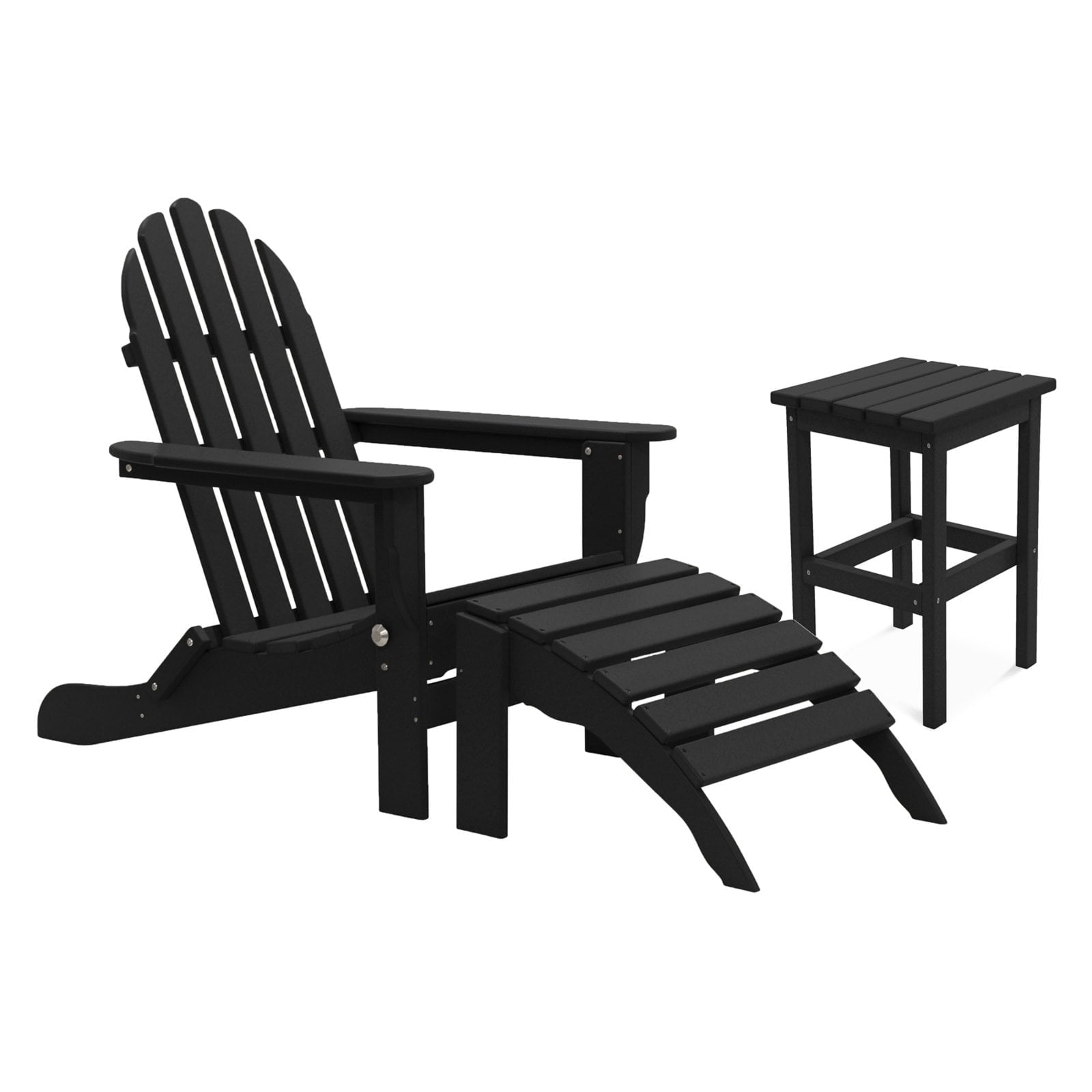 DuroGreen Folding Adirondack Chair With Ottoman and Side Table, Made ...