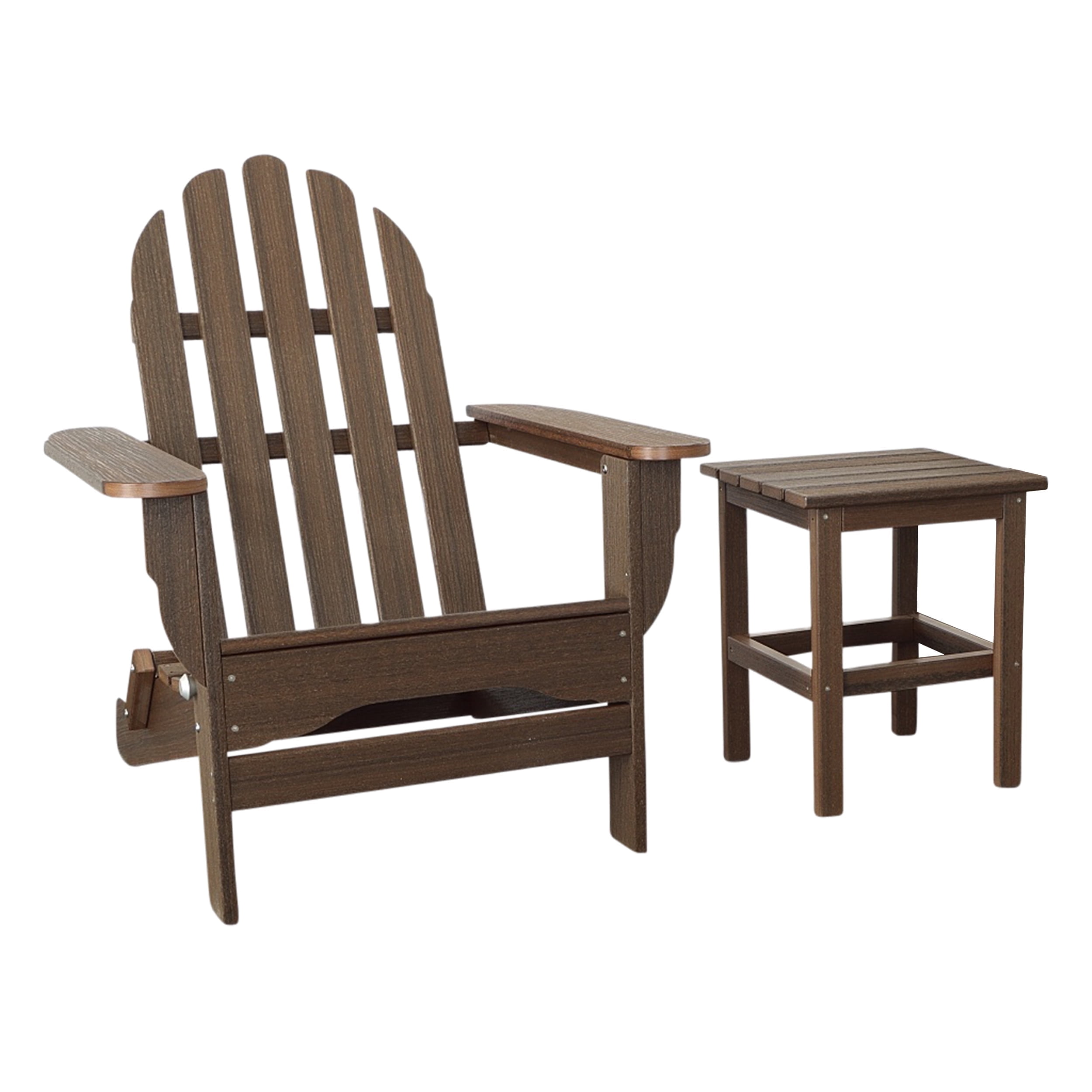 DuroGreen Folding Adirondack Chair With Side Table, All-Weather Tangent ...