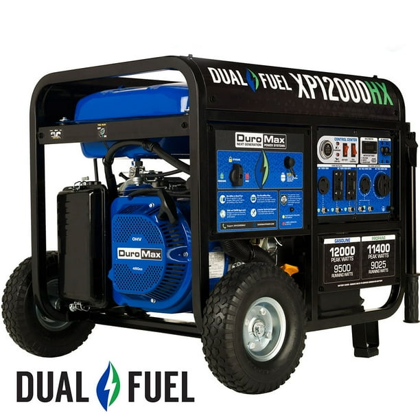 DuroMax XP12000HX 12,000 Watt Portable Dual Fuel Gas Propane CO Alert Generator - Walmart ...