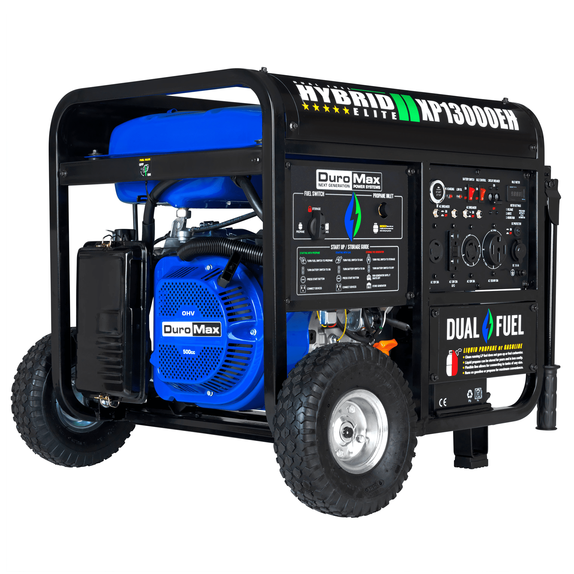 DuroMax XP13000EH Dual Fuel Generator, 13,000 Watt, Gasoline or Propane ...