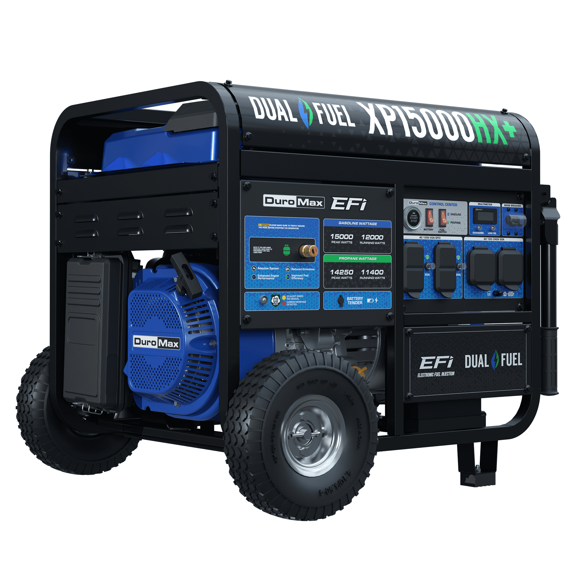 DuroMax XP15000HX+ 15,000W Electric Start Dual Fuel EFI Portable ...