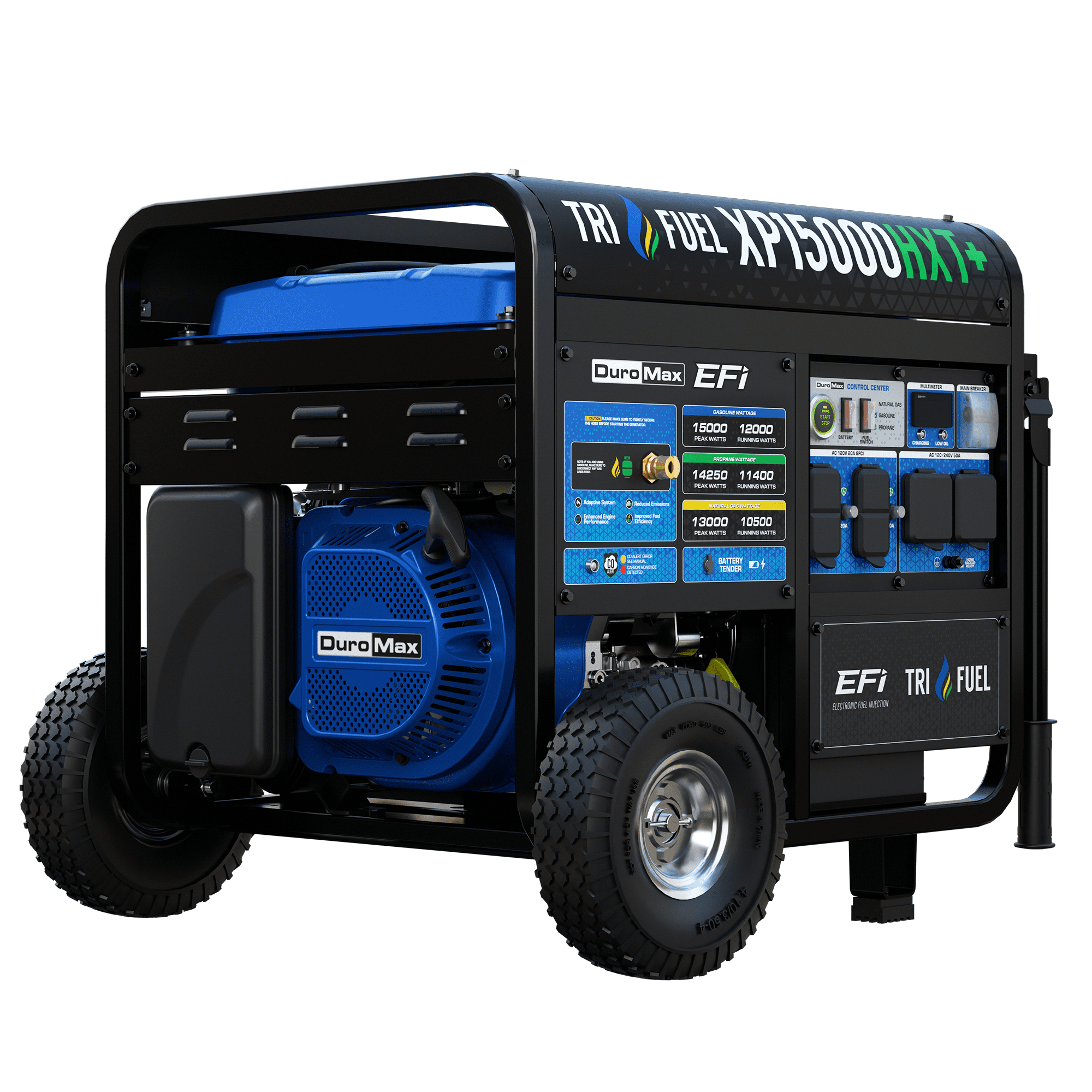 DuroMax XP15000HXT+ 15,000 Watt Electric Start Tri Fuel EFI Portable ...