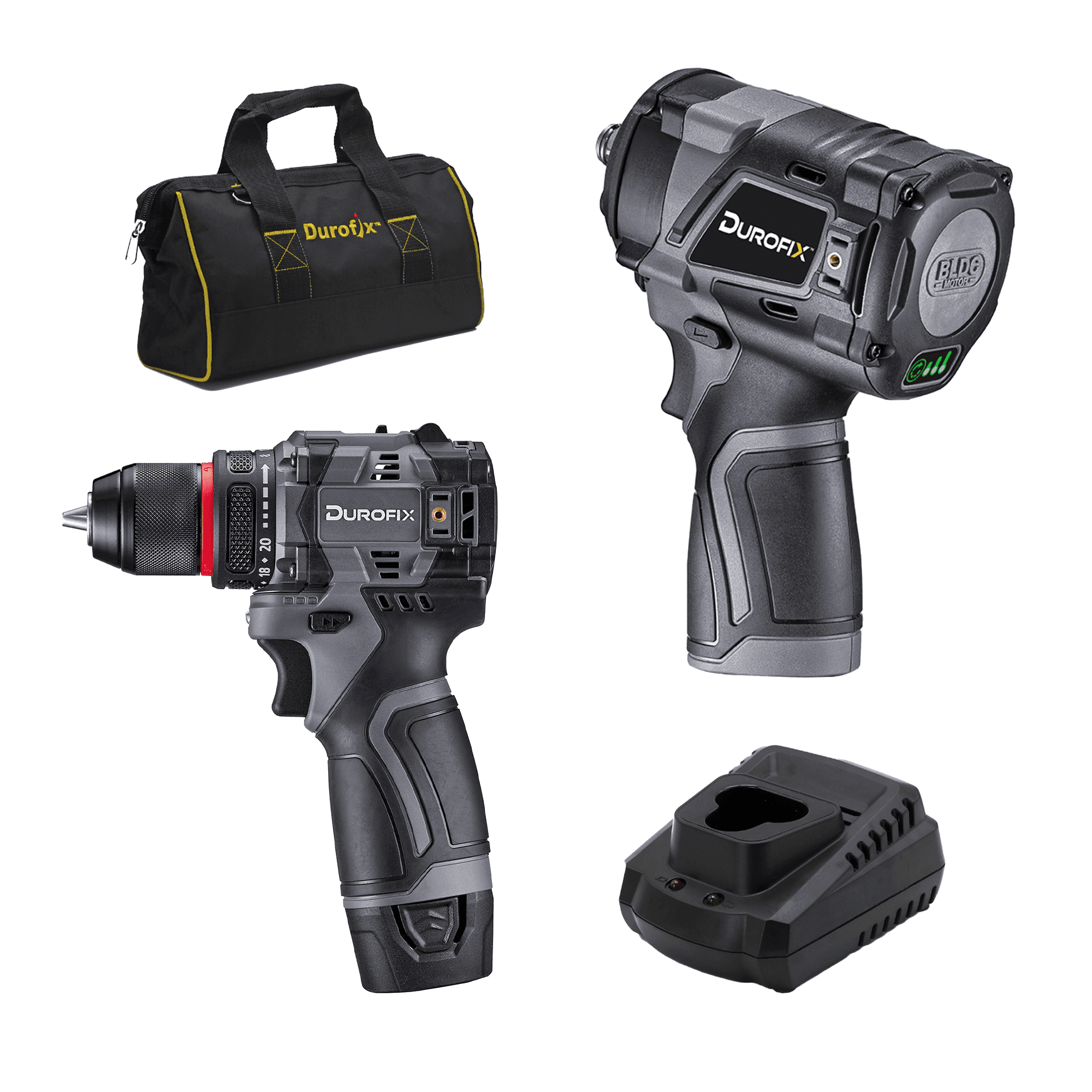 Durofix G12 Series RK12136-2-K8 12V Cordless 3/8" Hammer Drill Power ...