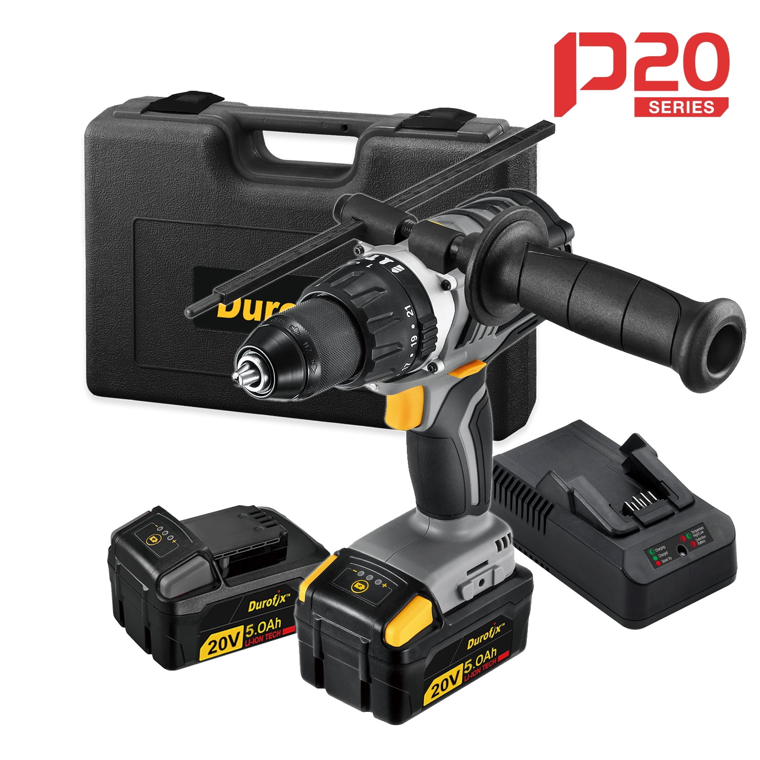 Durofix Li-ion 20V BRUSHLESS 2-speed Jumbo Hammer Drill, Max 900 in-lbs ...