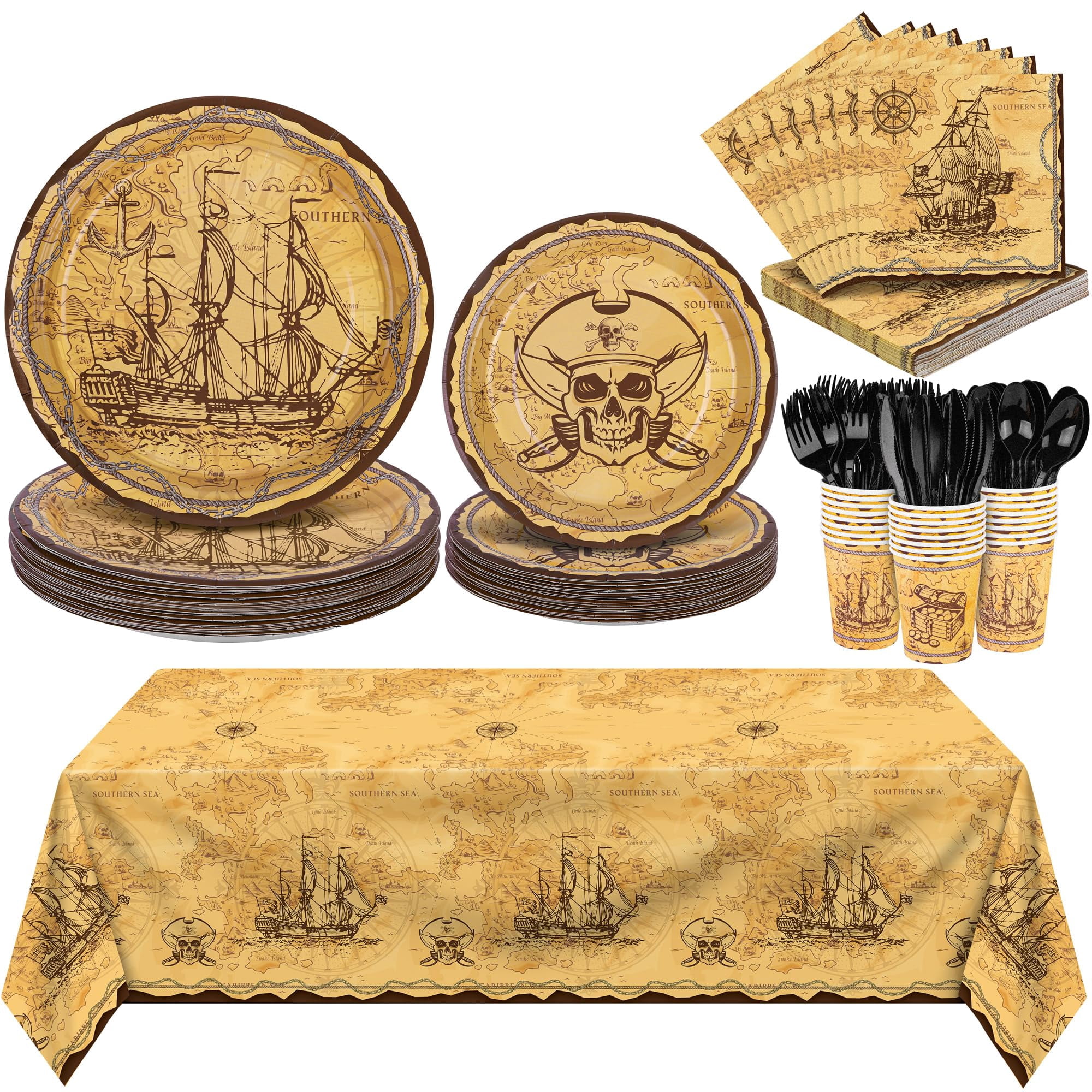 Durony 169-Piece Pirate Tableware Set - Pirate & Treasure Theme ...