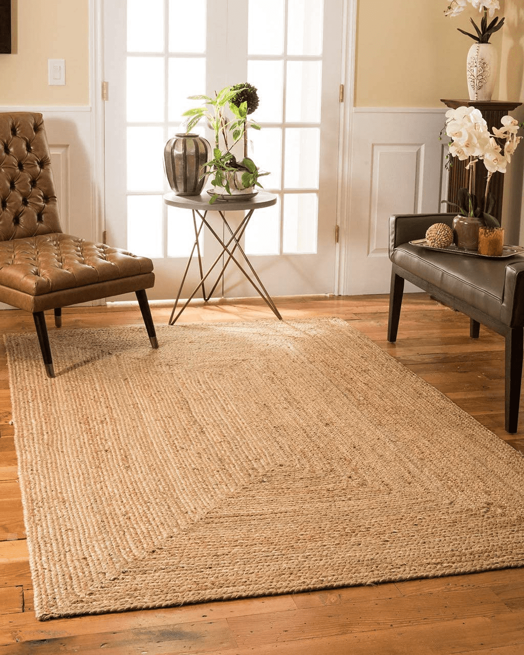 DurriesIndiaArt Hand Woven Rug, Natural Square, Wicker Foldable, 4x6 to ...