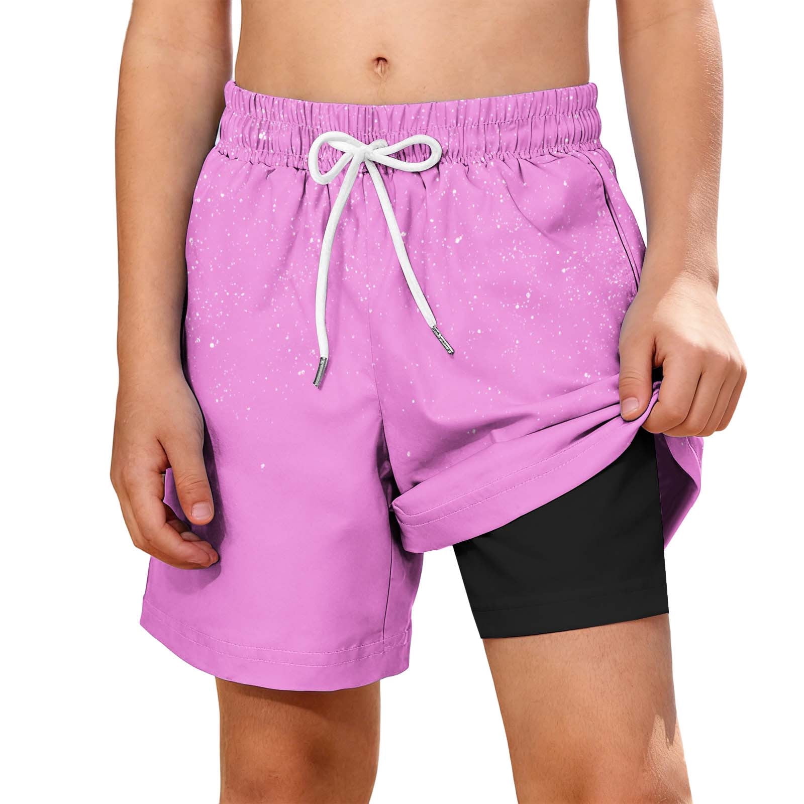 Dursoulink Boys Swim Shorts with Pockets Double Layered Printed Beach ...