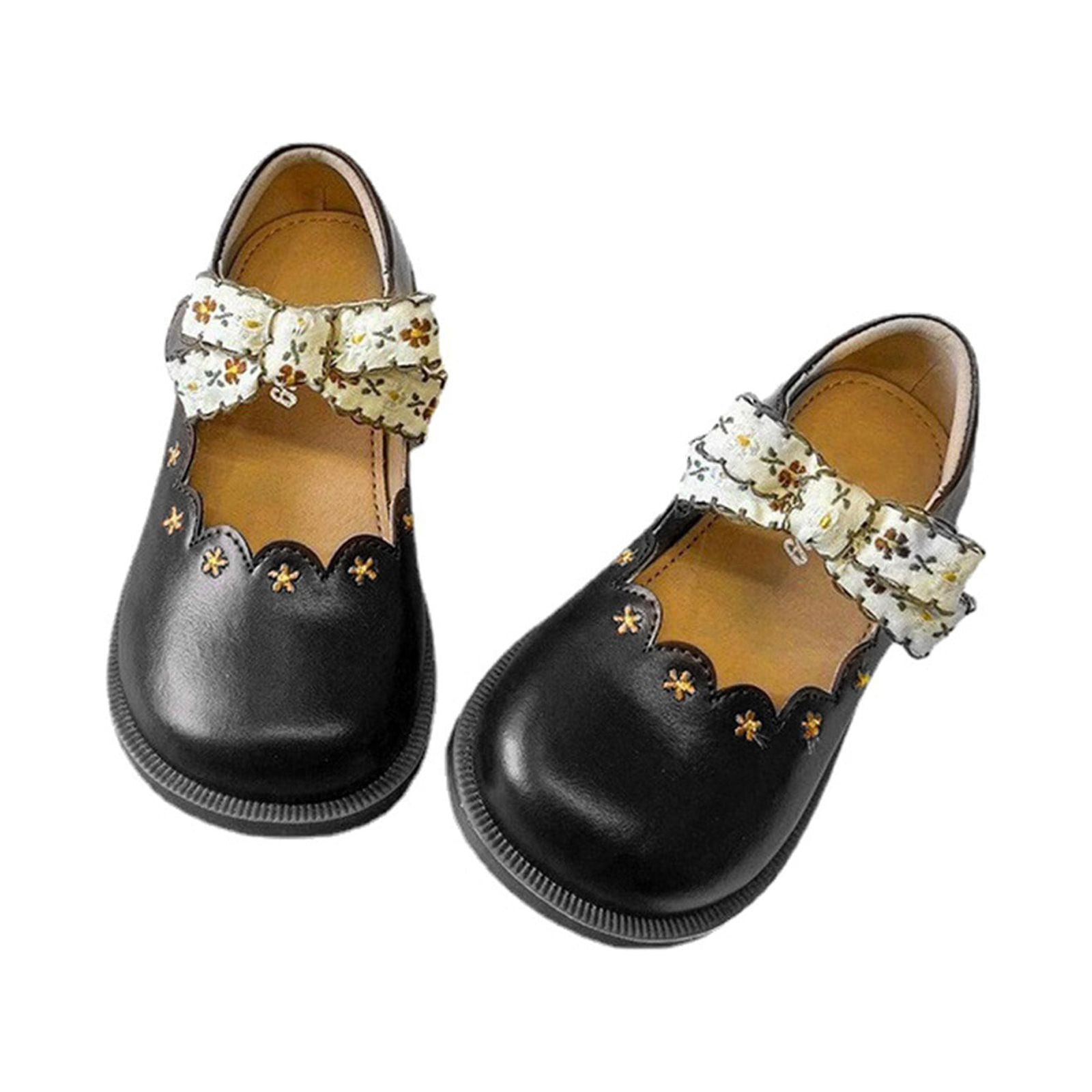 Durtebeua Girls Black School Uniform Dress Shoes Mary Jane Flats for ...