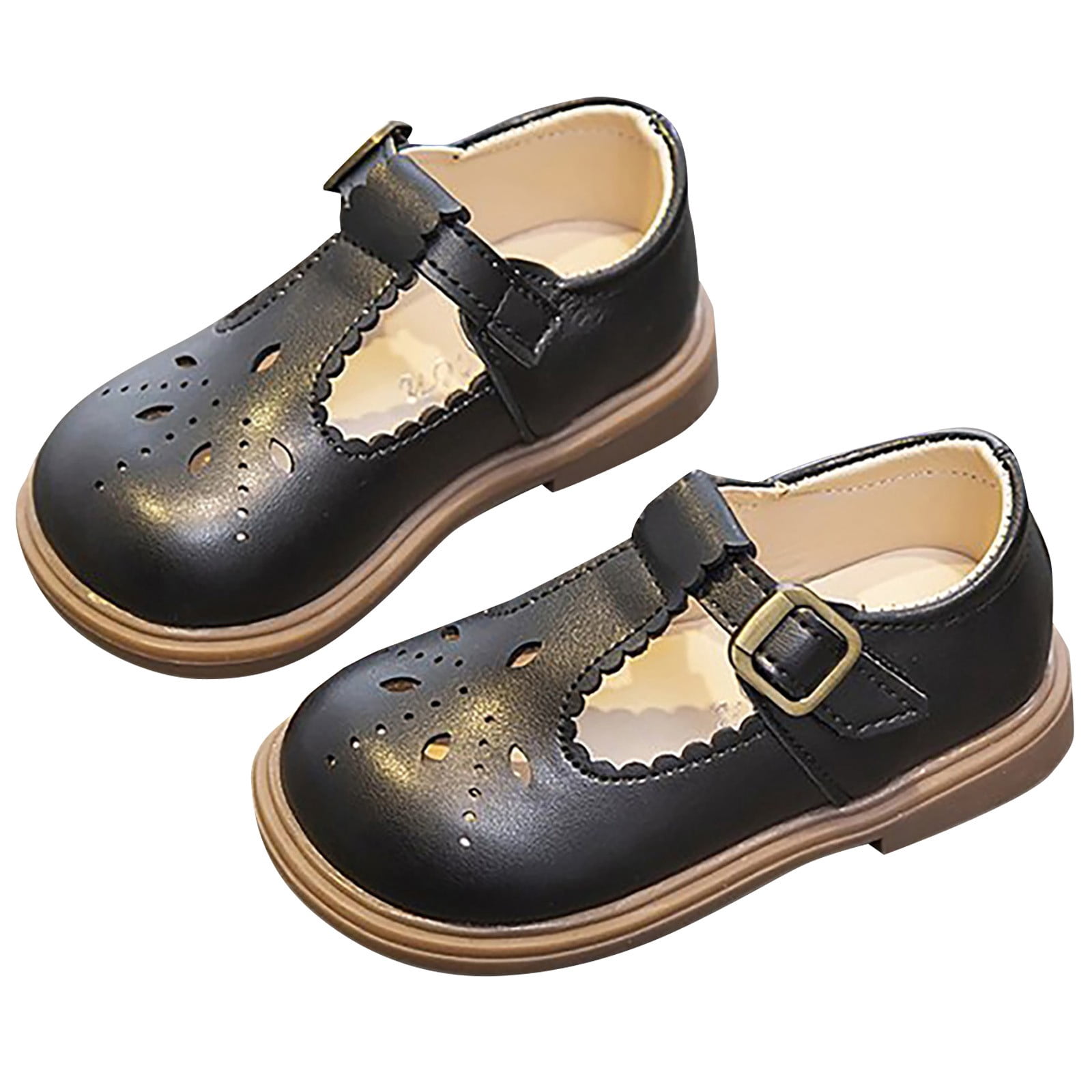 Durtebeua Girls Black School Uniform Dress Shoes Mary Jane Flats for ...