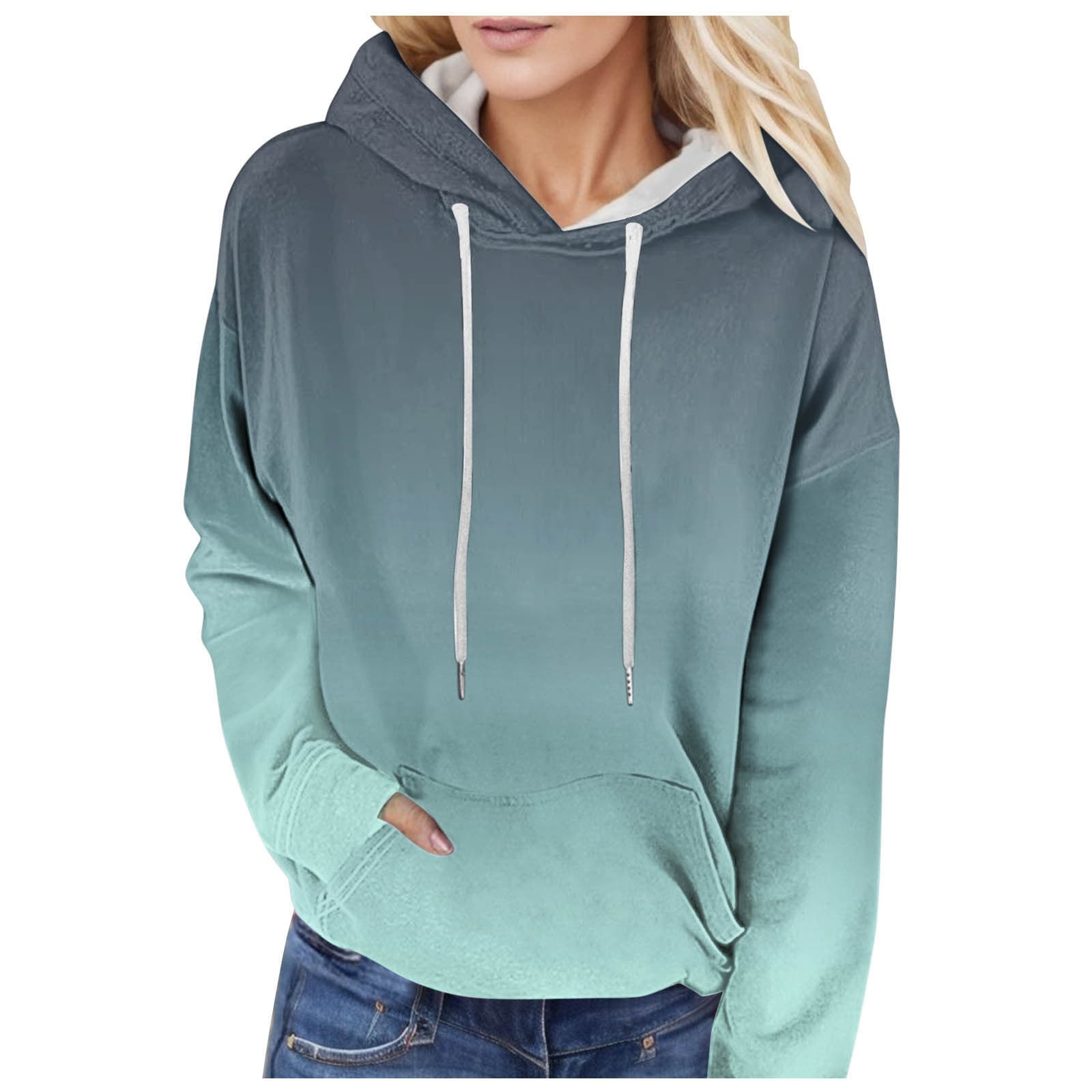 Durtebeua Long Sleeve Hooded Sweatshirt Thermal Pullover Tops with ...