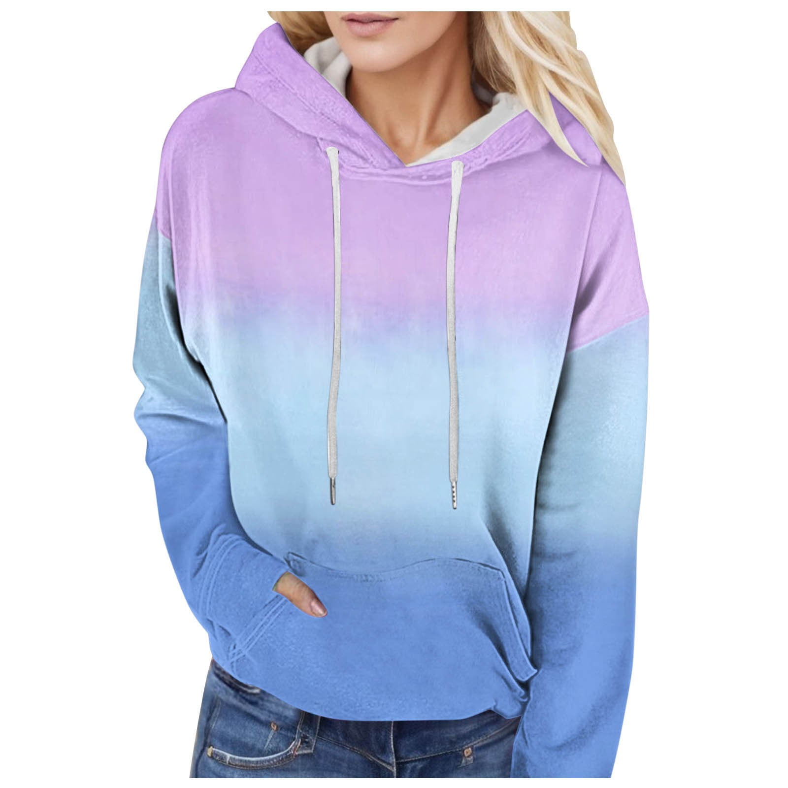 Durtebeua Women's Long Sleeve Hooded Sweatshirt with Zipper Pockets ...