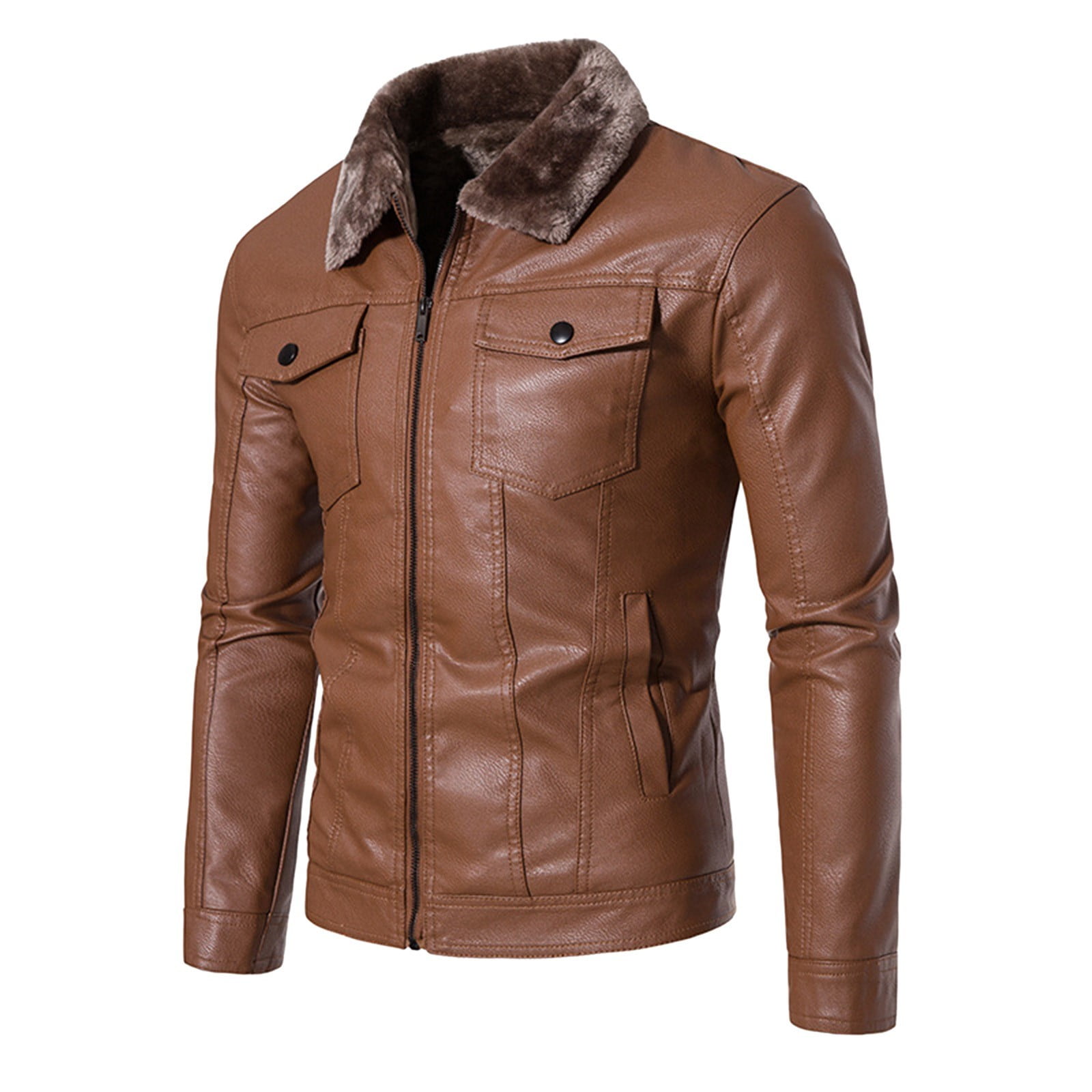 Durtebeua Men Leather Jacket Casual Slim Fit Leather Jacket Motorcycle ...