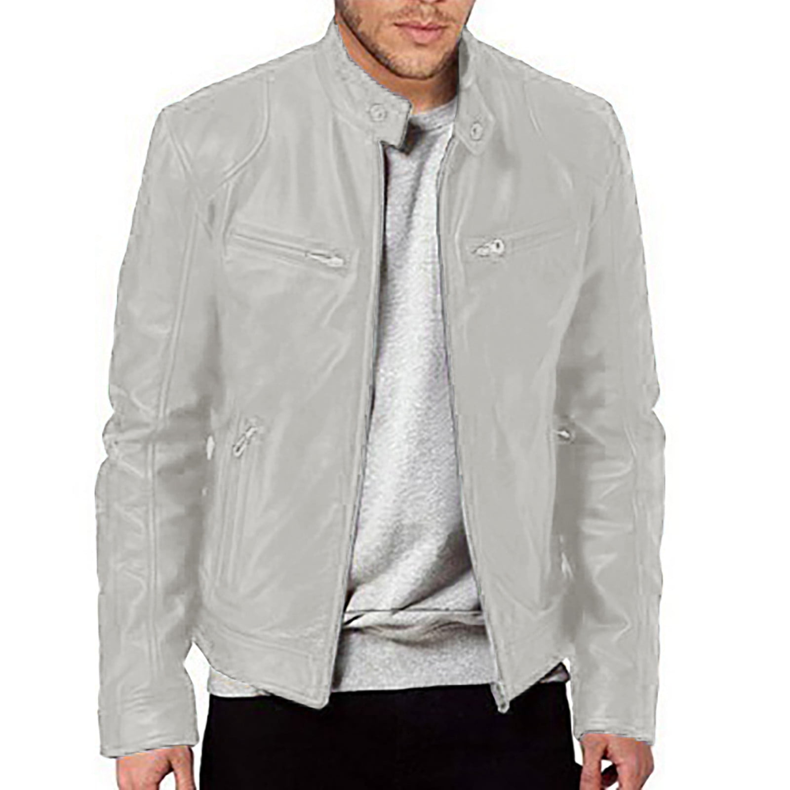 Durtebeua Men Leather Jacket With Hood Cargo Jackets Bomber Jackets ...