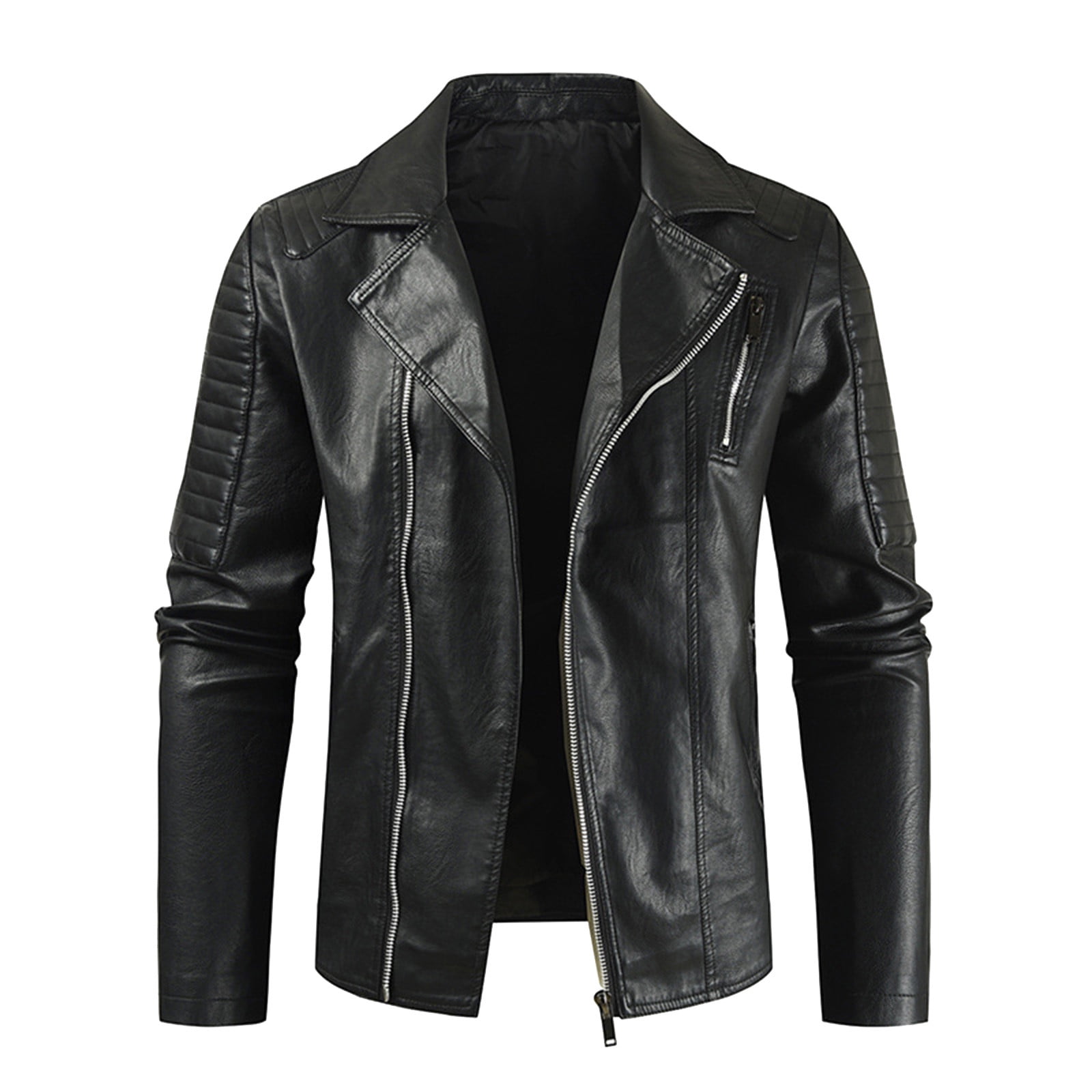 Durtebeua Mens Leather Jacket With Hood Classic Open Bottom Jacket ...