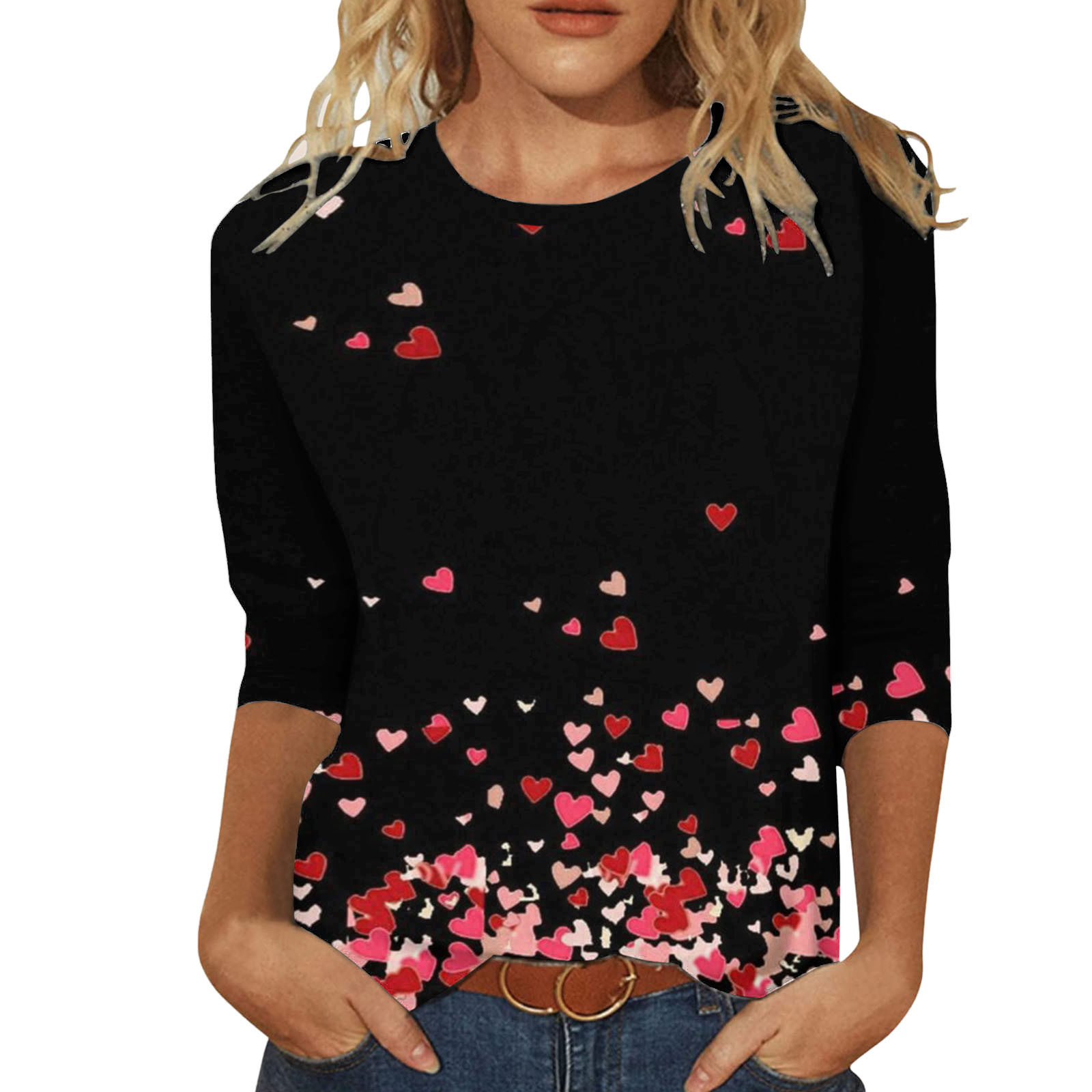 STARVNC Women Long Sleeve Boho Printing Colorblock Splice Tunic Top ...