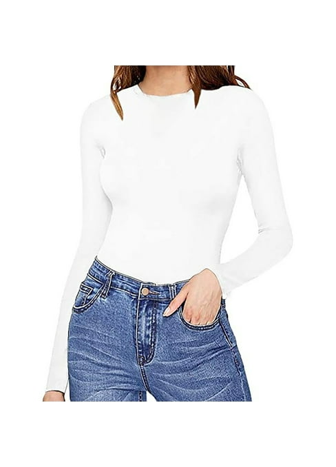 Scoop Women's Seamless Mock Neck Bodysuit with Long Sleeves, Sizes XS-XXL - Walmart.com