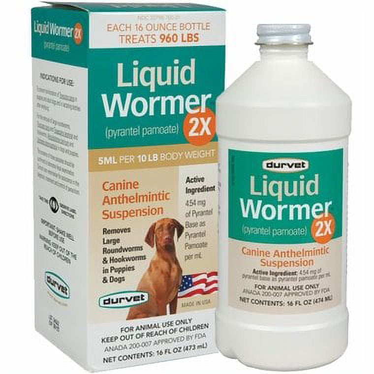 Durvet 2X Liquid Dewormer, 16oz Canine Worm Medicine for Dogs and ...