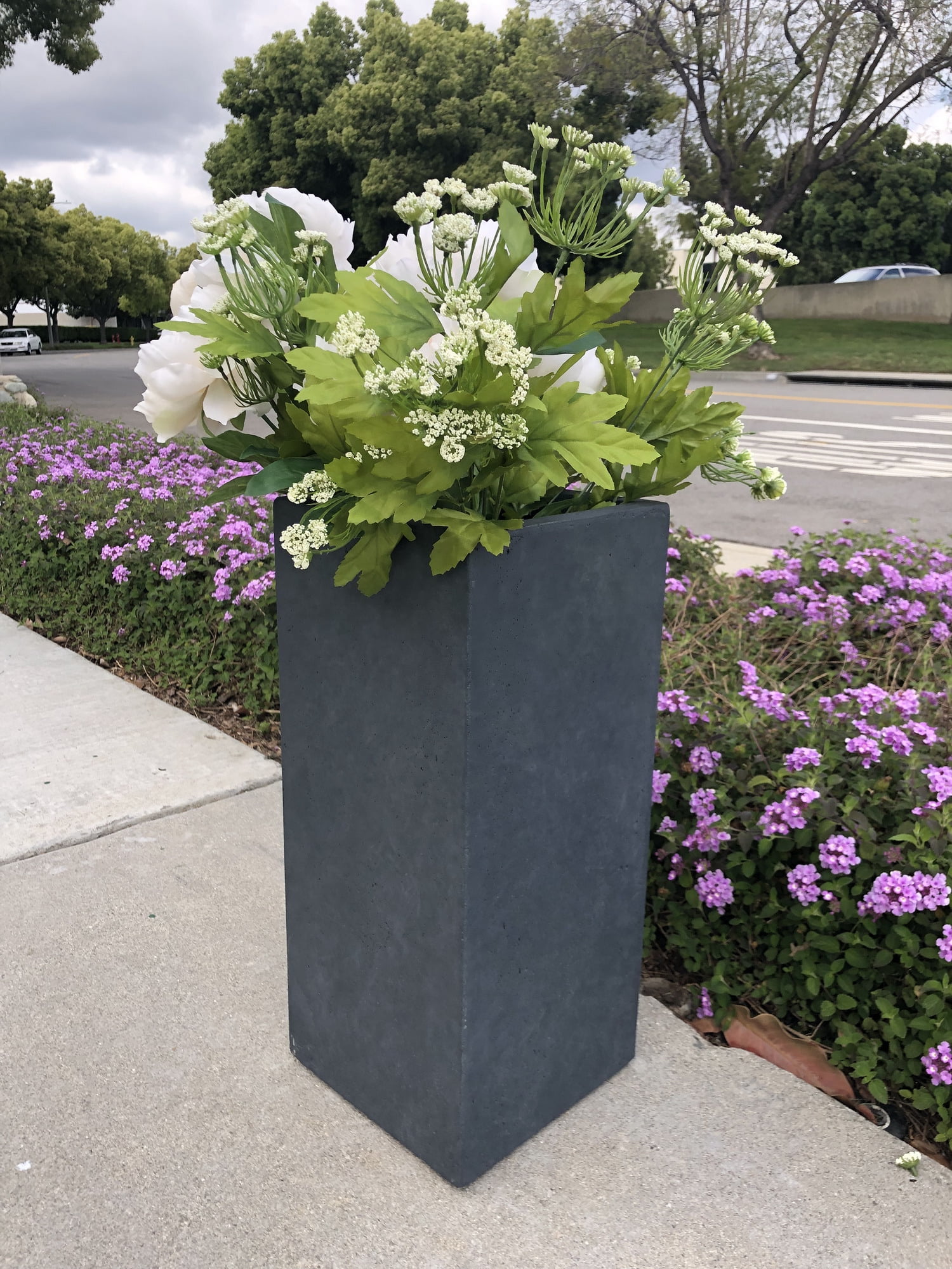 Durx-litecrete Lightweight Concrete Tall Light Granite Planter-Large ...