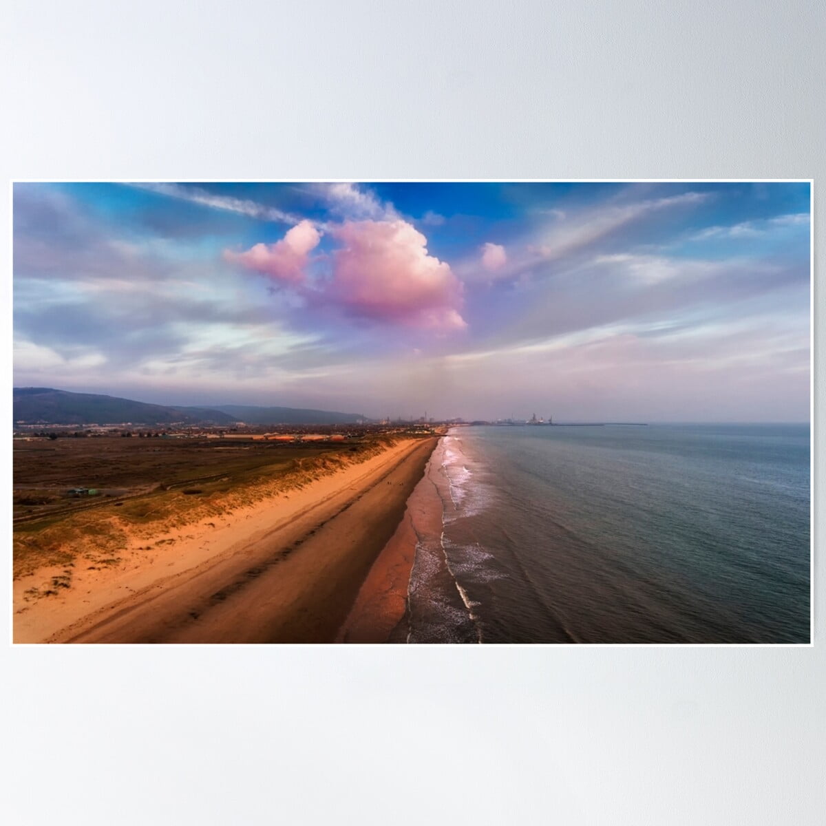 Dusk At Aberavon Beach In Port Talbot Poster Wall Art, Modern Wall ...