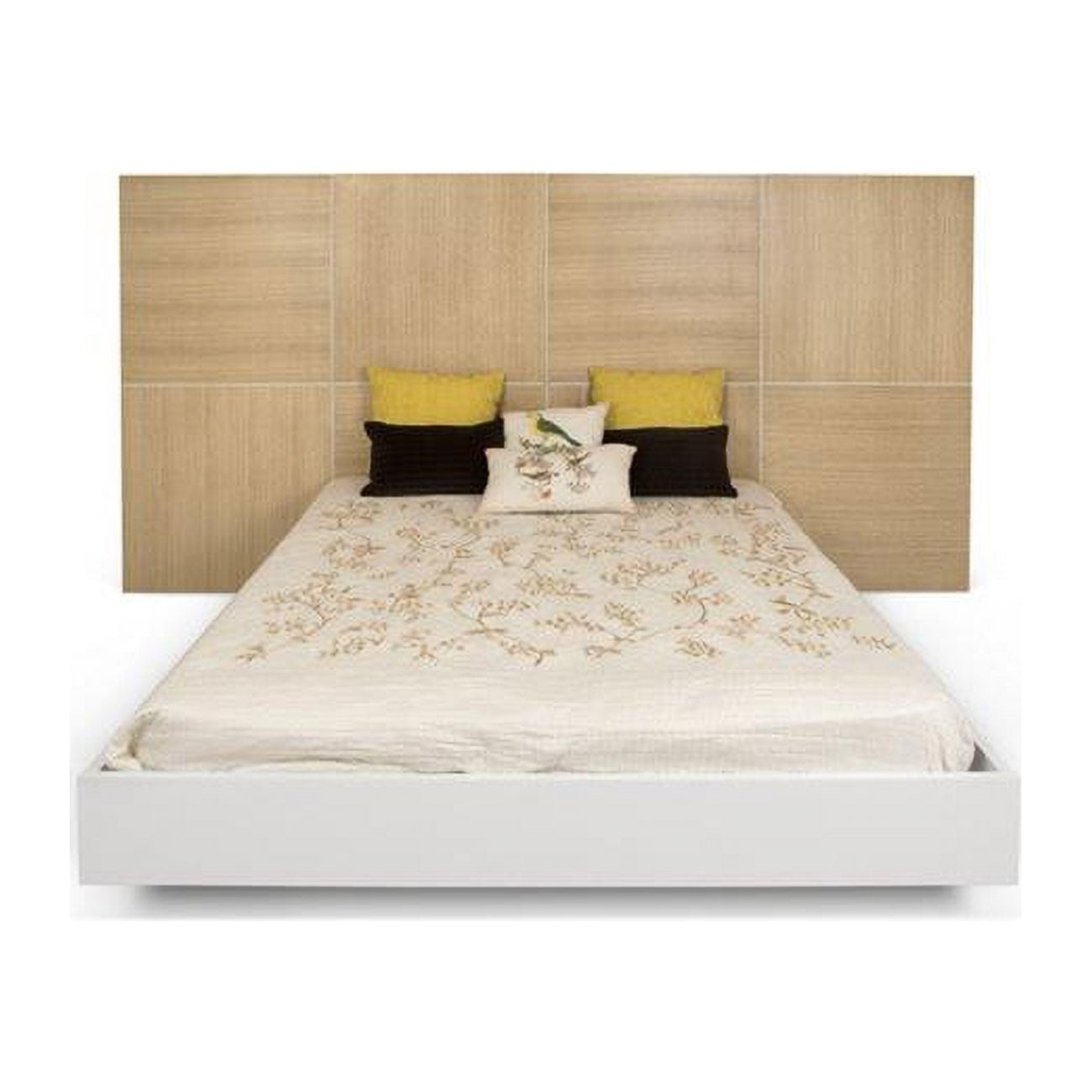 Dusk Bed & Queen Size with Mattress Support, Oak Headboard - High Gloss ...