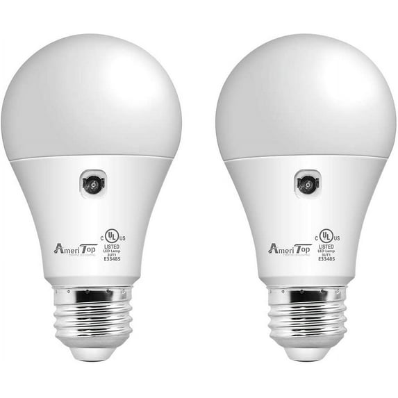 ameritop Dusk to Dawn Light Bulb, A19 LED Sensor, 800 Lumens, 5000K ...