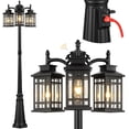 Dusk to Dawn Outdoor Lamp Post Light Black Outdoor Street Lights 3-Head ...