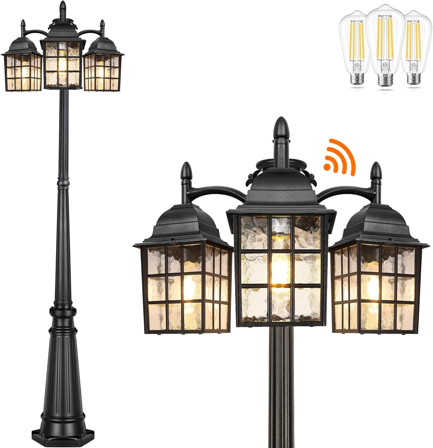 Dusk to Dawn Outdoor Lamp Post Lights, Aluminum Black Light Pole Water ...