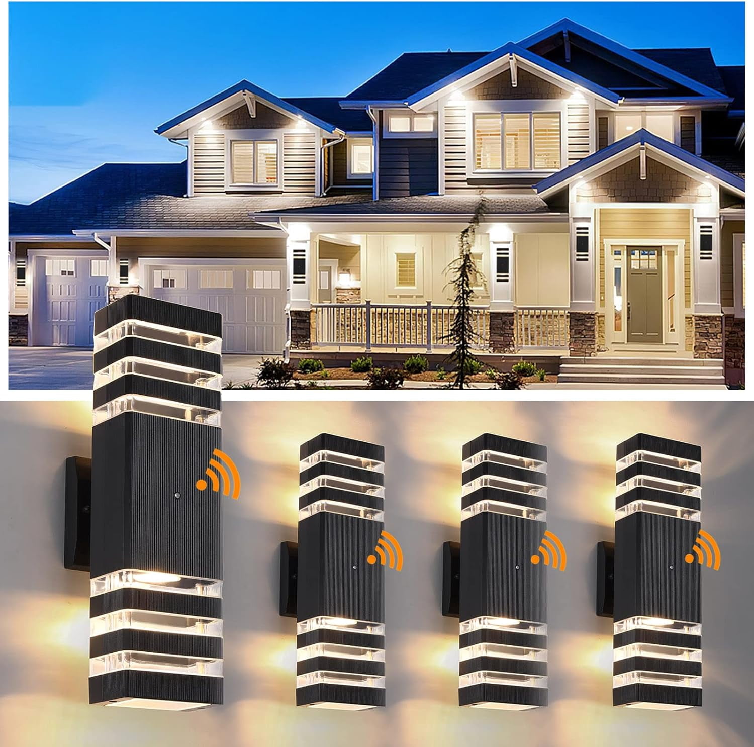 Dusk to Dawn Outdoor Lighting 4 Pack, 3000K Warm White Porch Lights ...