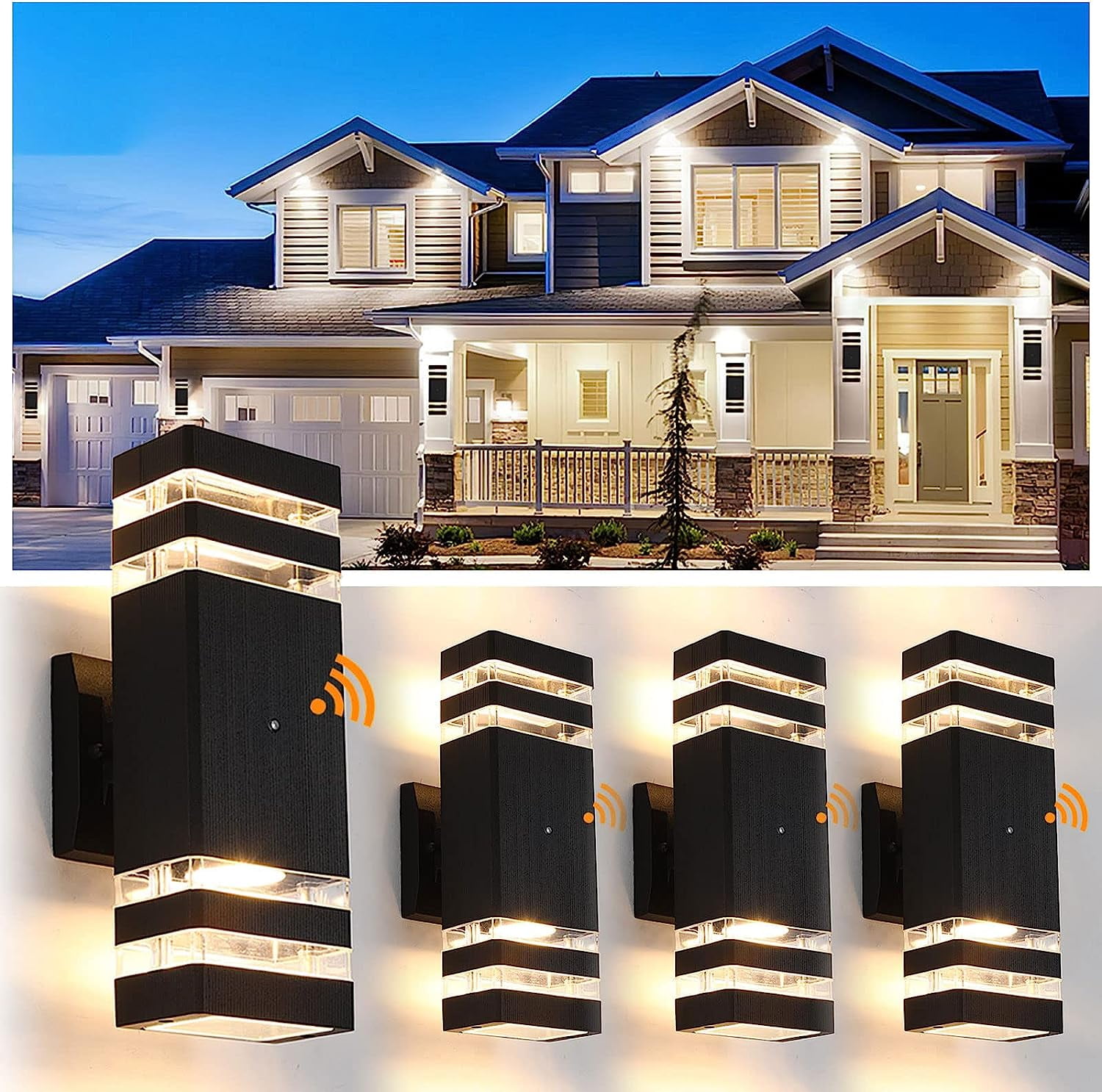 Dusk to Dawn Outdoor Lighting 4 Pack, Porch Lights Outdoor Wall Lamps for Patio Waterproof 3000K ...