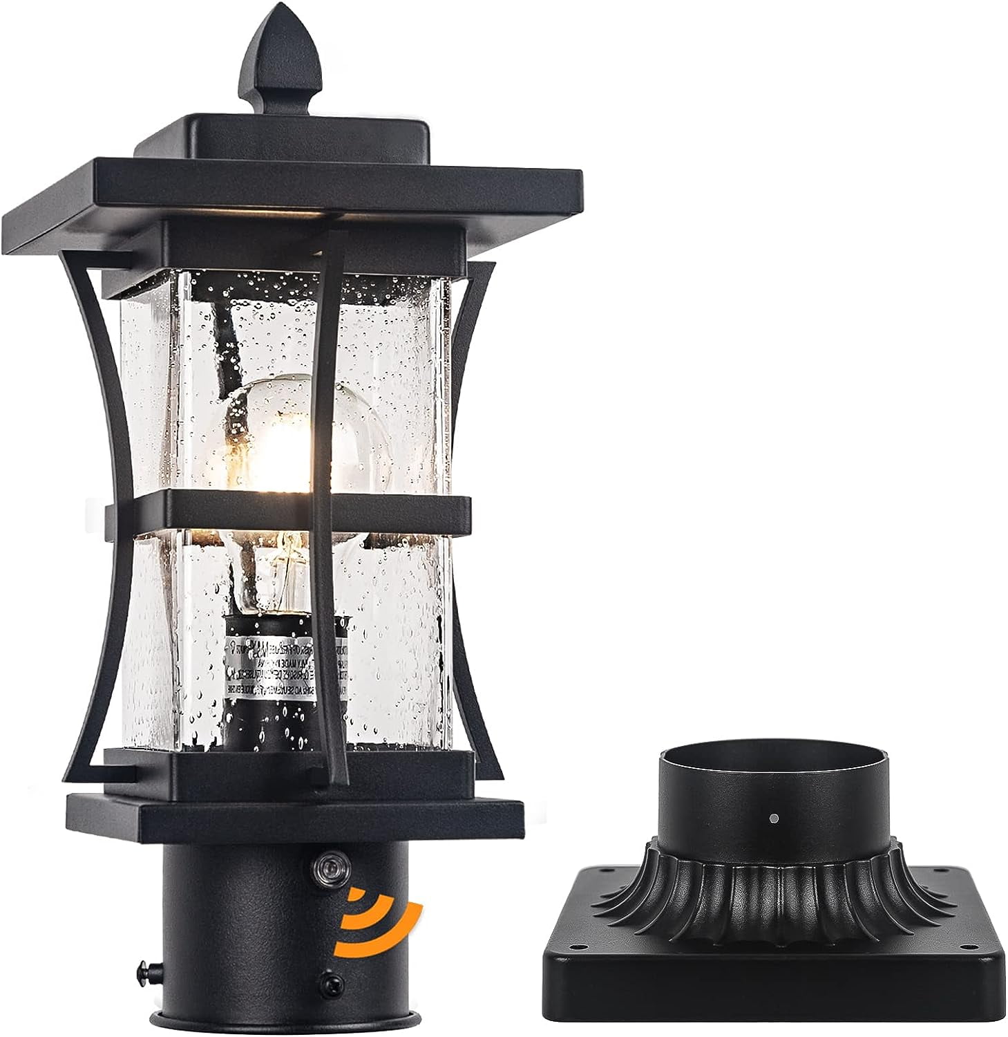 Dusk to Dawn Outdoor Post Light Fixture with Pier Mount Base - Black ...