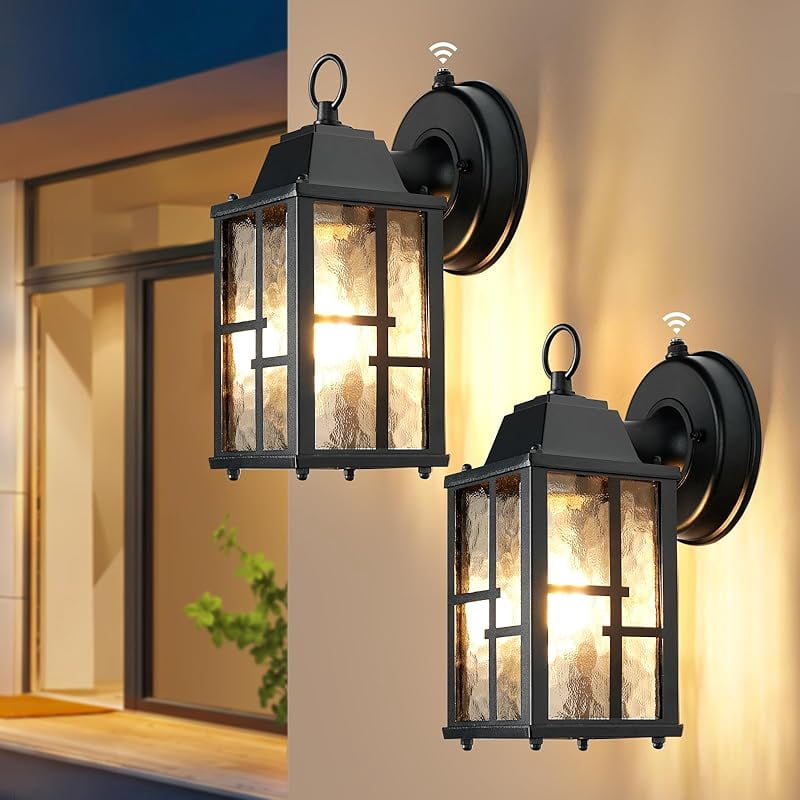Dusk to Dawn Outdoor Wall Lights, Exterior Waterproof Lantern, Front ...