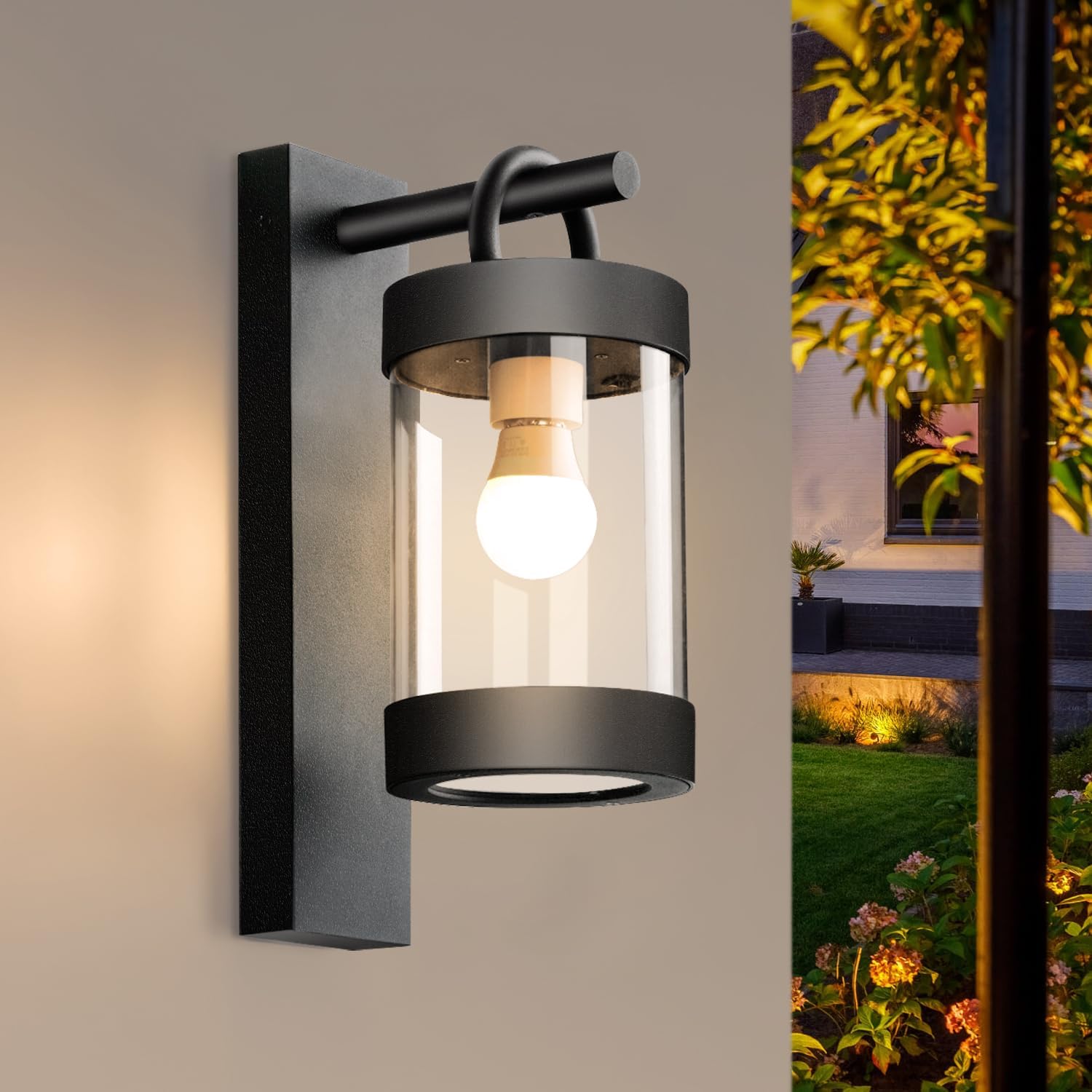 Dusk to Dawn Outdoor Wall Sconce - Exterior Light Fixture Aluminum Wall ...