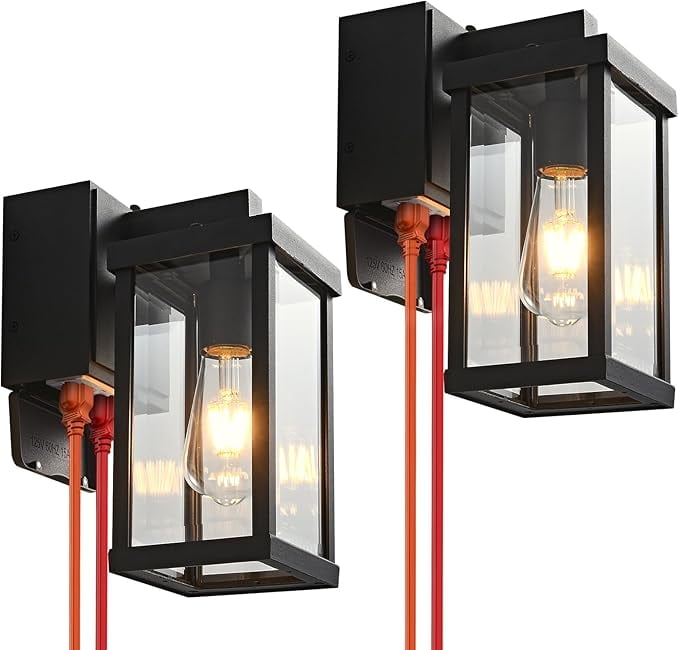 Dusk to Dawn Porch Lights with GFCI Outlets Waterproof Outdoor Wall ...