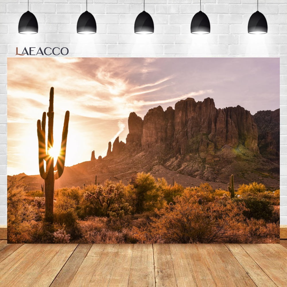 Dusk Desolate Desert Backdrop Weathered Mountains Scenic Sunset Glow ...